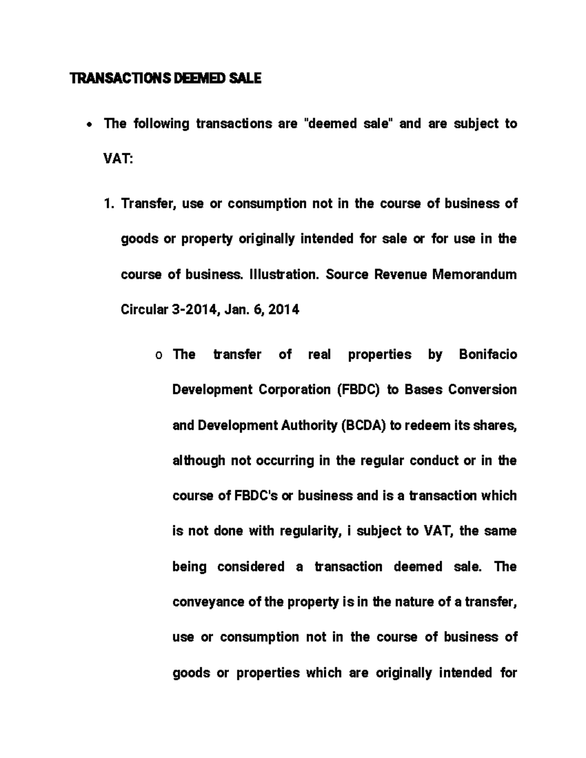 Deemed Sale Transactions Subject to VAT Regulations Explained - Studocu
