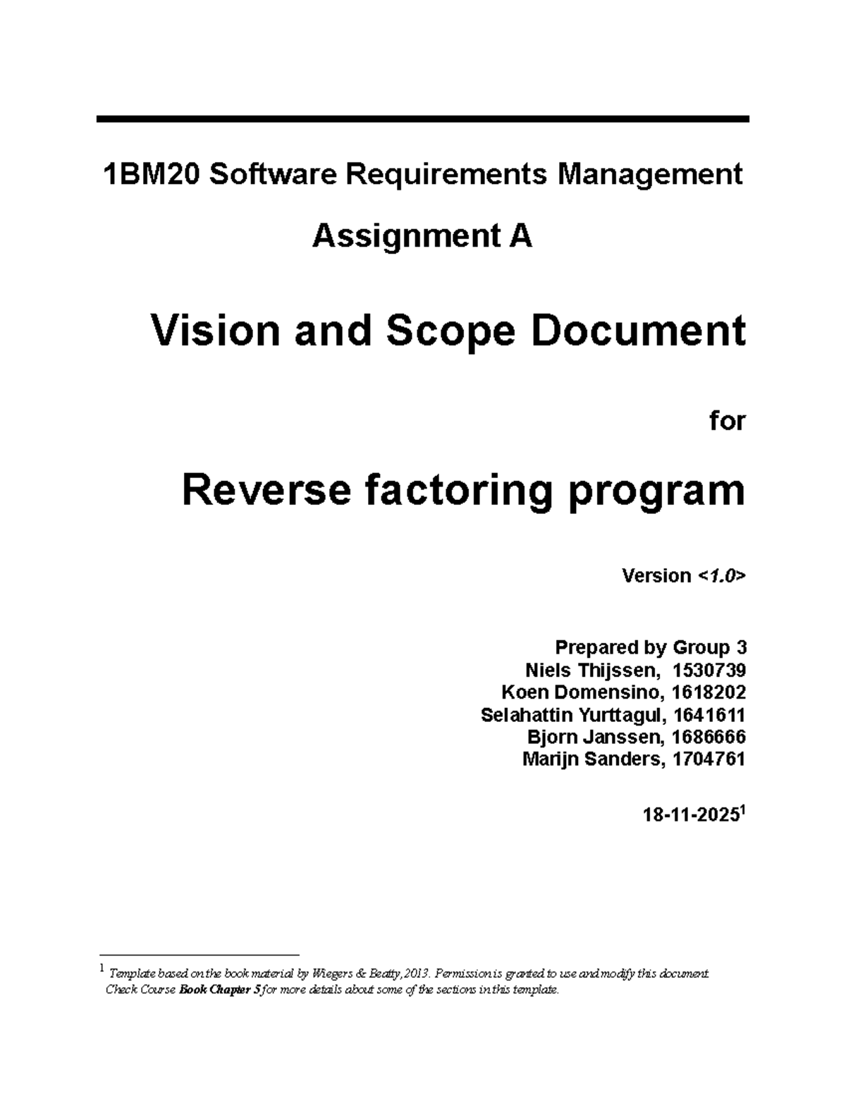 1BM20 Software Requirements Management Assignment A Vision and Scope ...