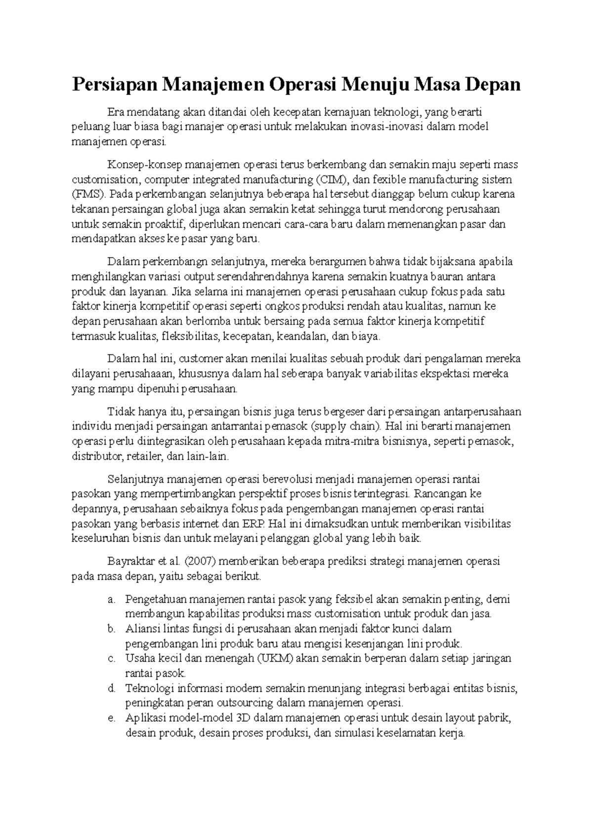 Persiapan Manajemen Operasi Masa Depan: Strategi dan Inovasi Terkini ...