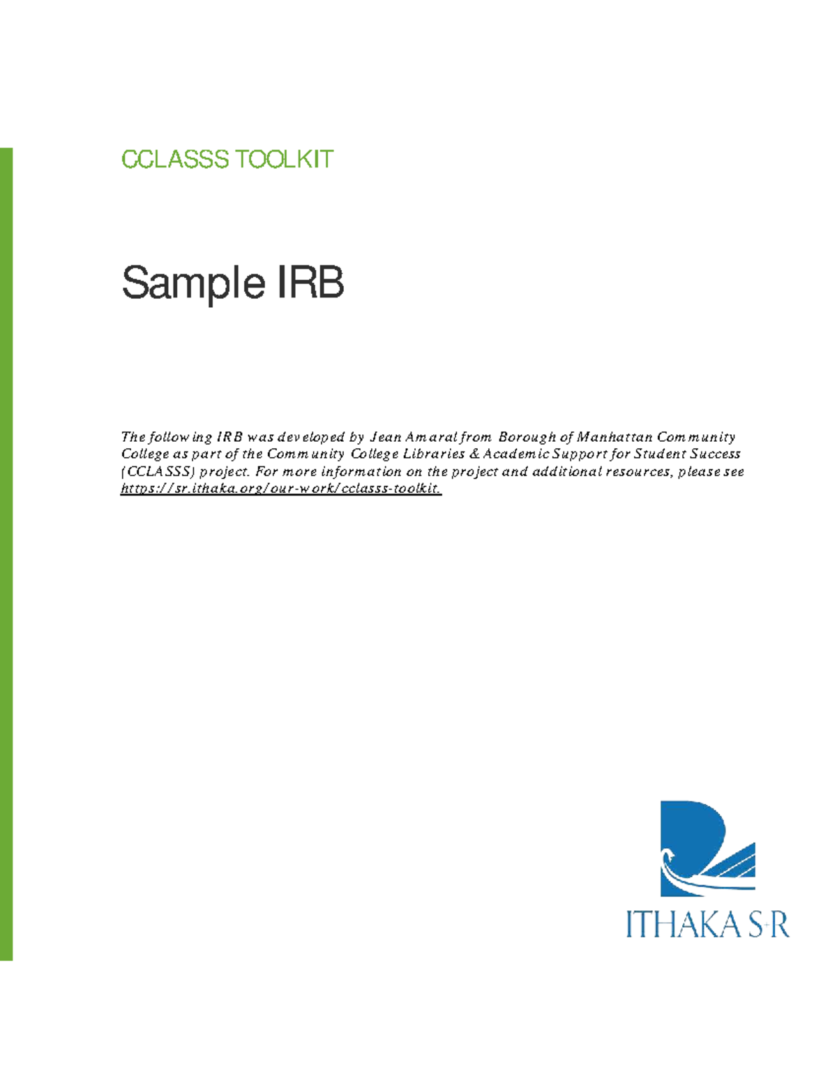TOOLKIT Sample IRB Application for CUNY Community Colleges - Studocu