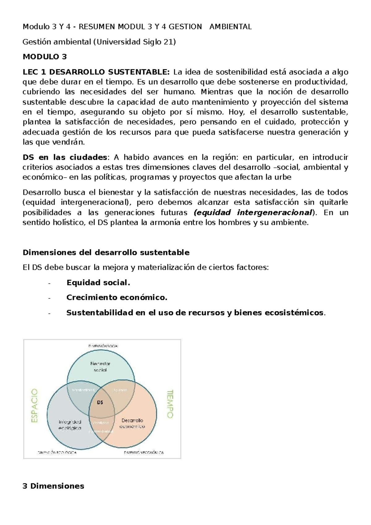 Modulo 3 y 4: Resumen de Gestión Ambiental y Desarrollo Sostenible ...