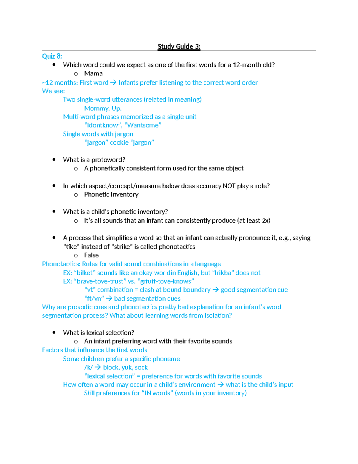 Exam 3 study guide: Key concepts in language acquisition and ...