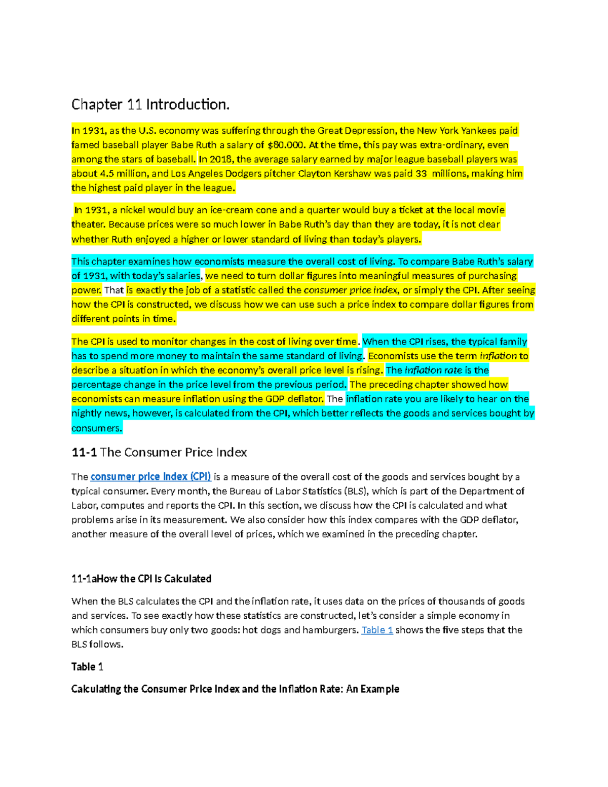 CPI Calculation and Inflation Implications: Chapter 11 Overview - Studocu