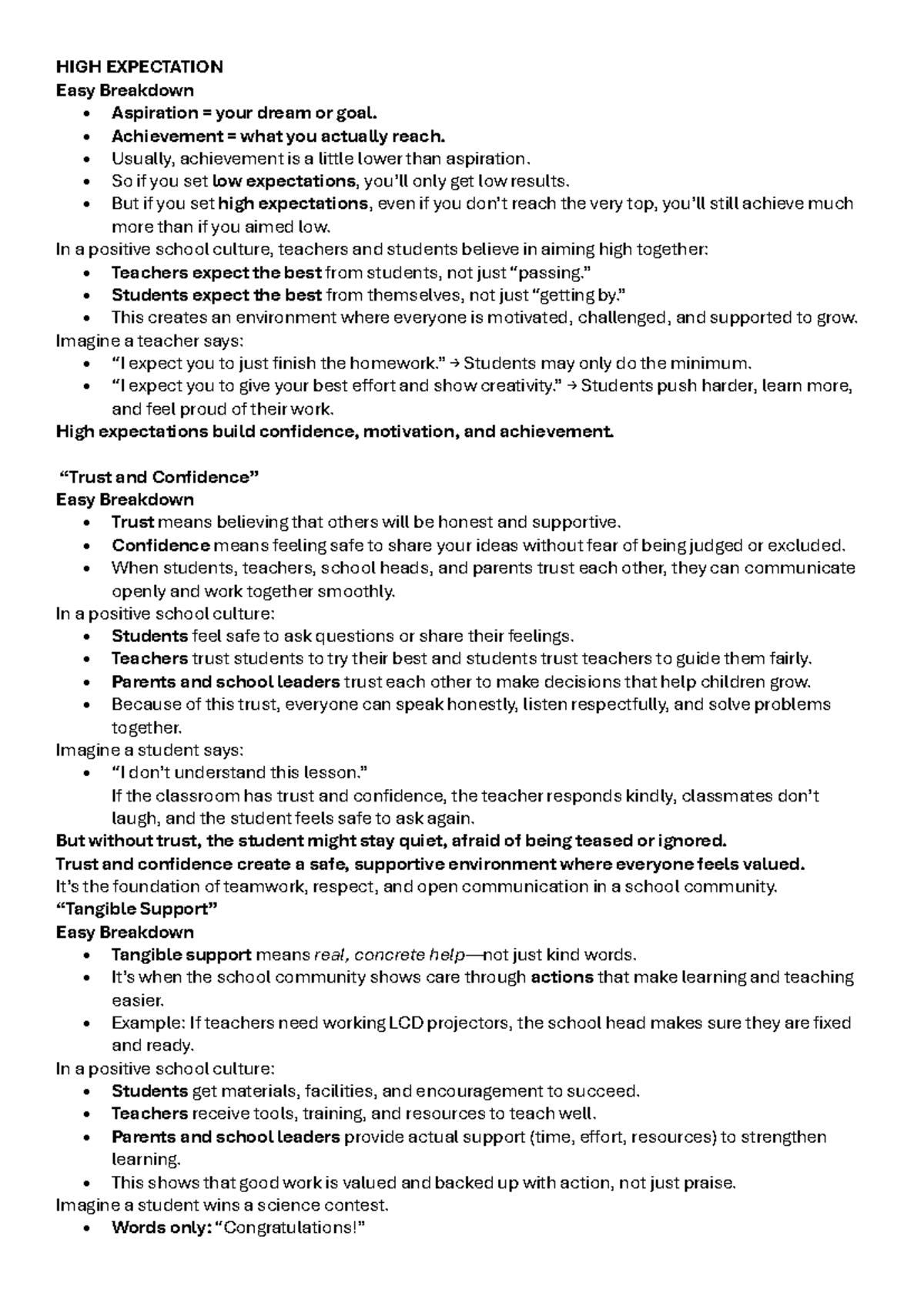 ED3 Notes: High Expectations and Positive School Culture Breakdown ...