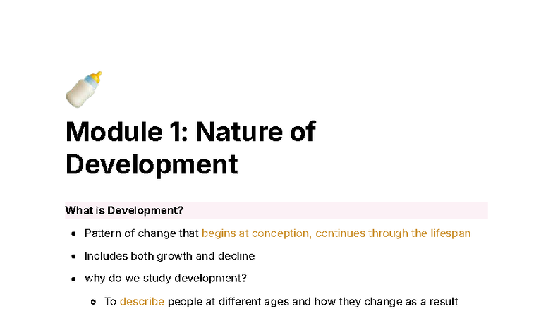 [PSYC 25] Module 1: Understanding the Nature of Development - Studocu