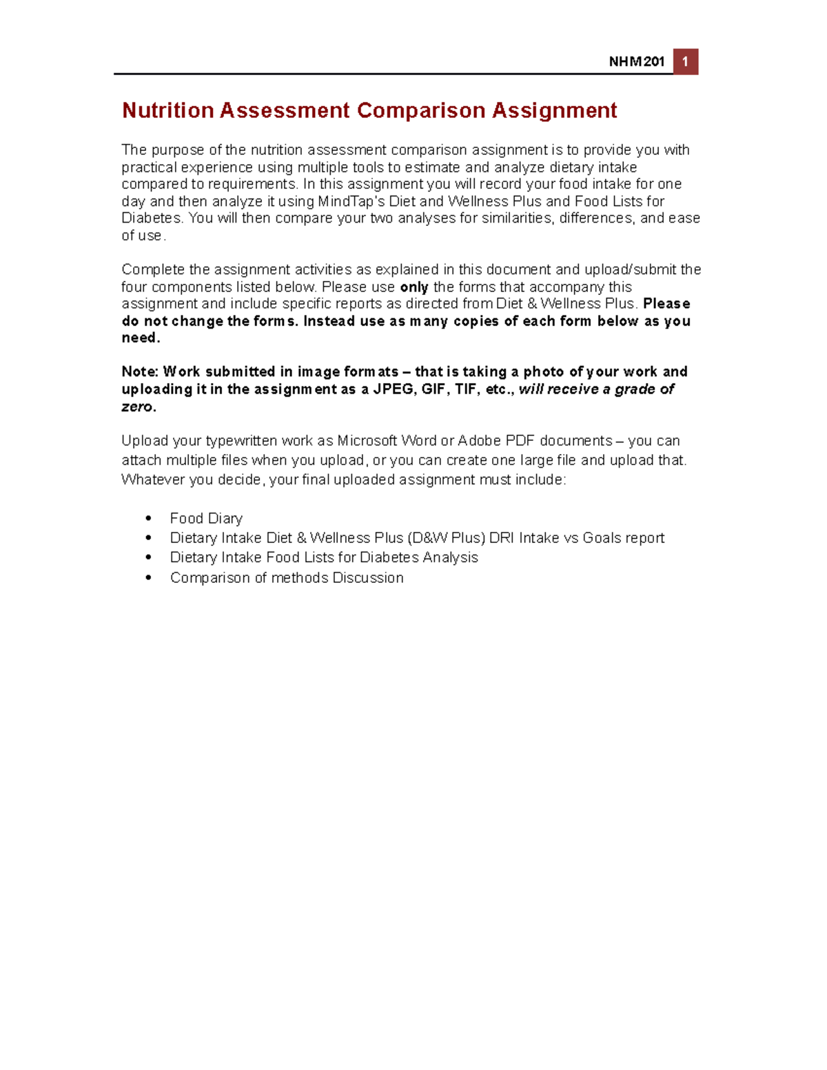 Nutrition Comparison Assessment Assignment: Tools & Analysis Guide ...