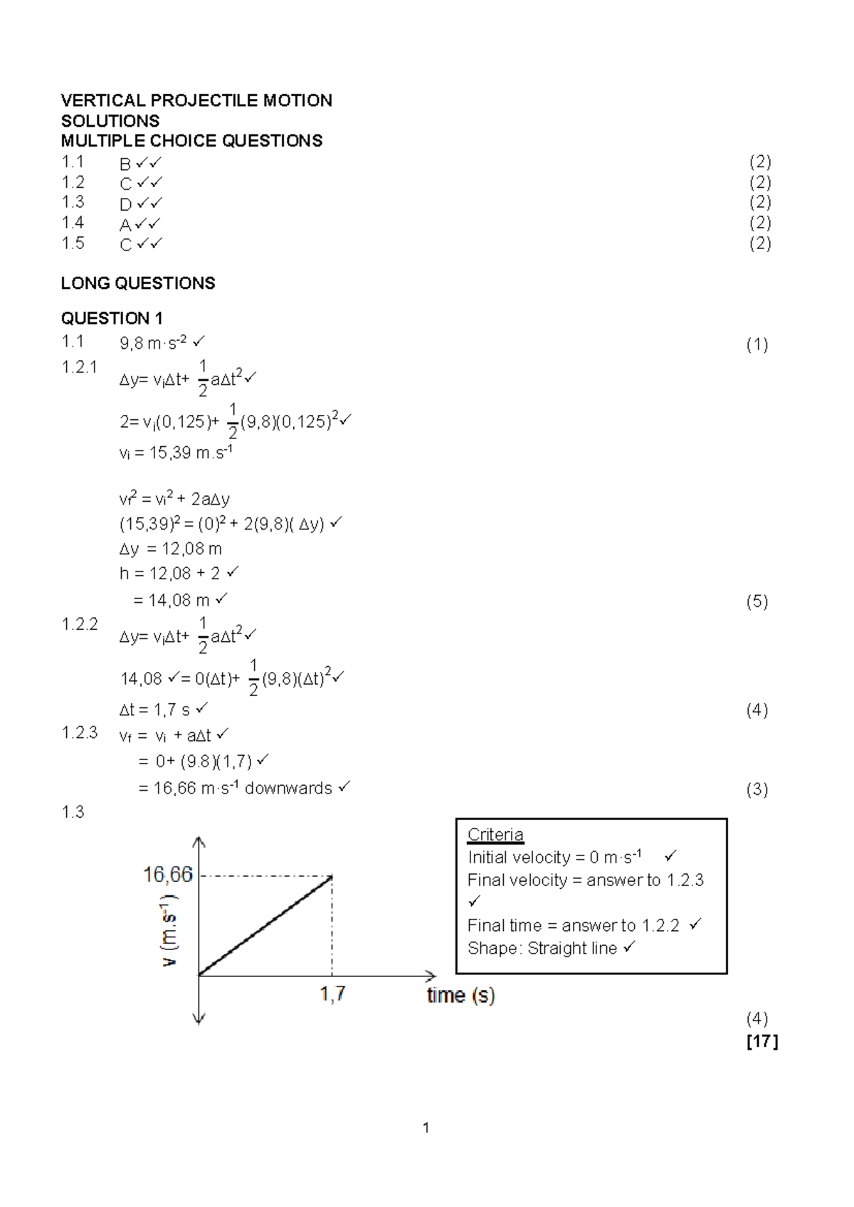 2025 PHSC Final Exam Solutions: Vertical Projectile Motion & Work, Energy, Power - Studocu