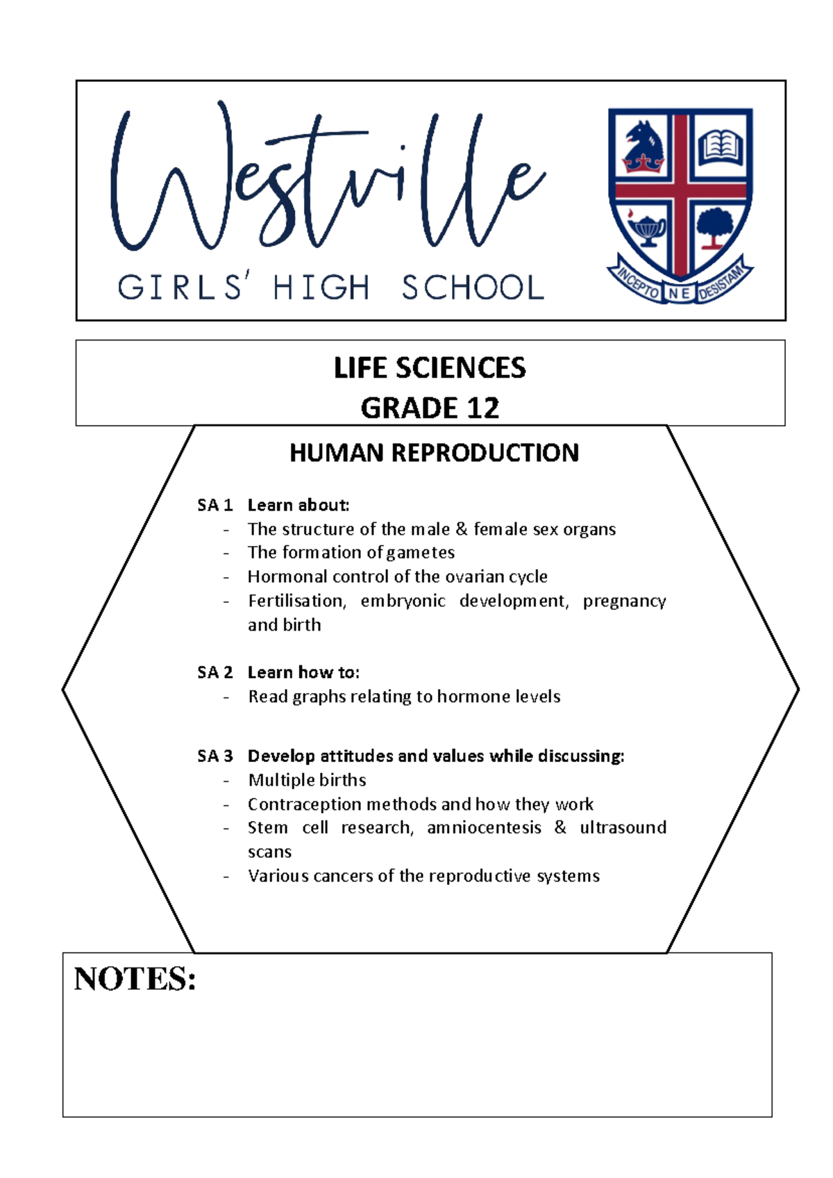 Human Reproduction - Grade 12 Science Assessment Notes - Studocu