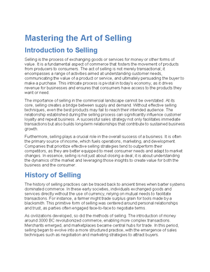 Understanding the Art of Selling - Understanding the Art of Selling ...