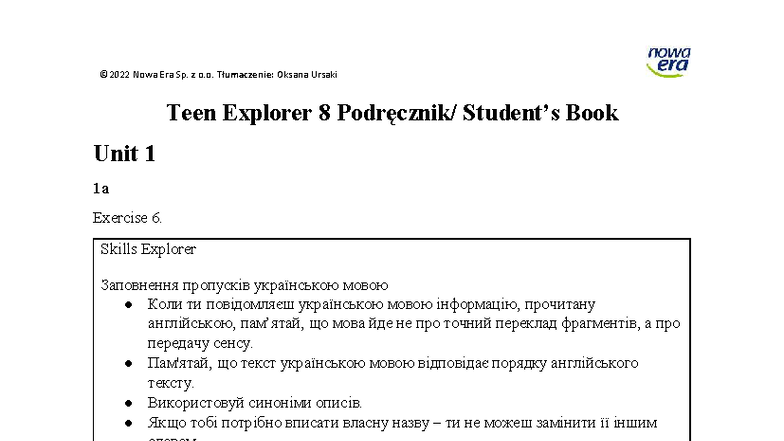 Teen Explorer 8: Units 1-8 Workbook & Vocabulary Guide - Studocu