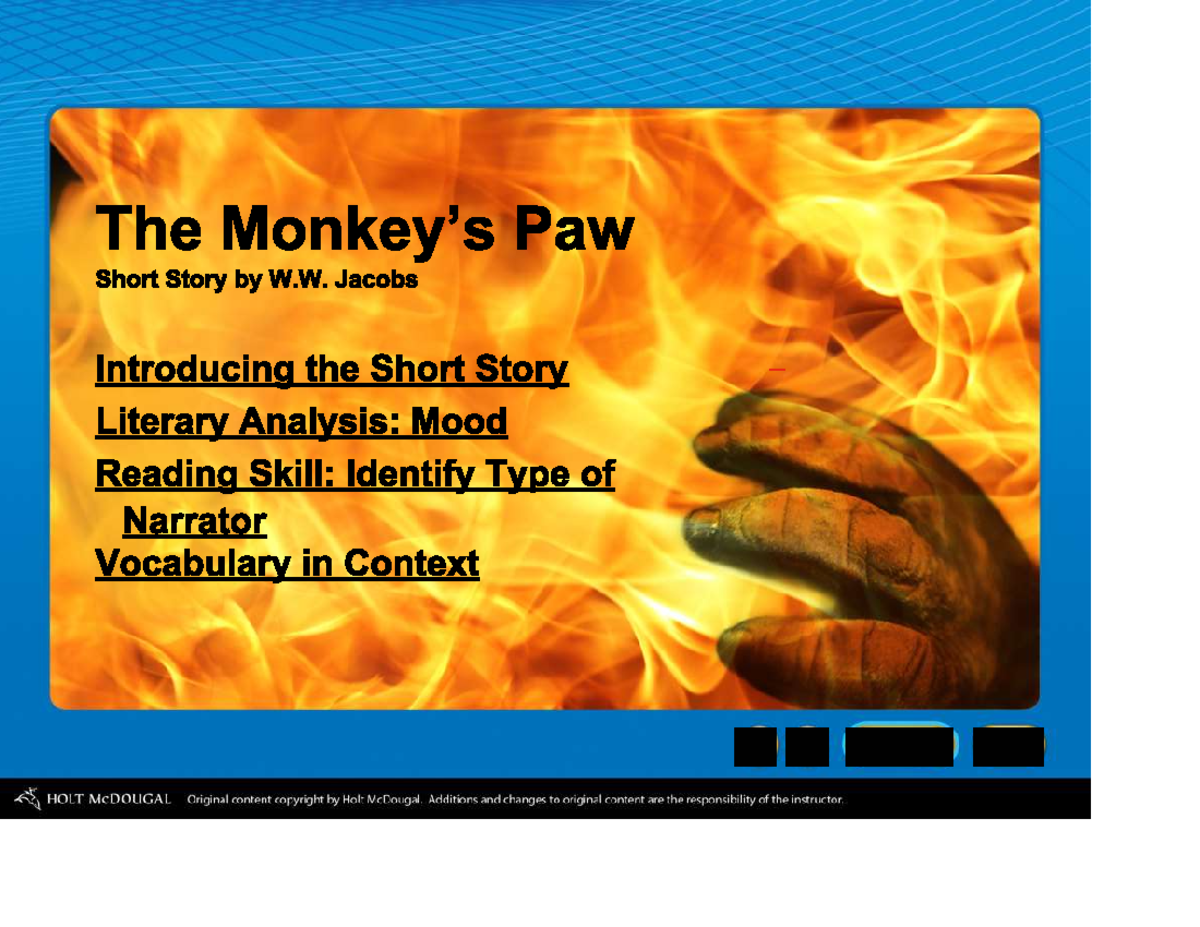 Monkey's Paw Literary Analysis & Reading Skills Notes (W. Jacobs) - Studocu