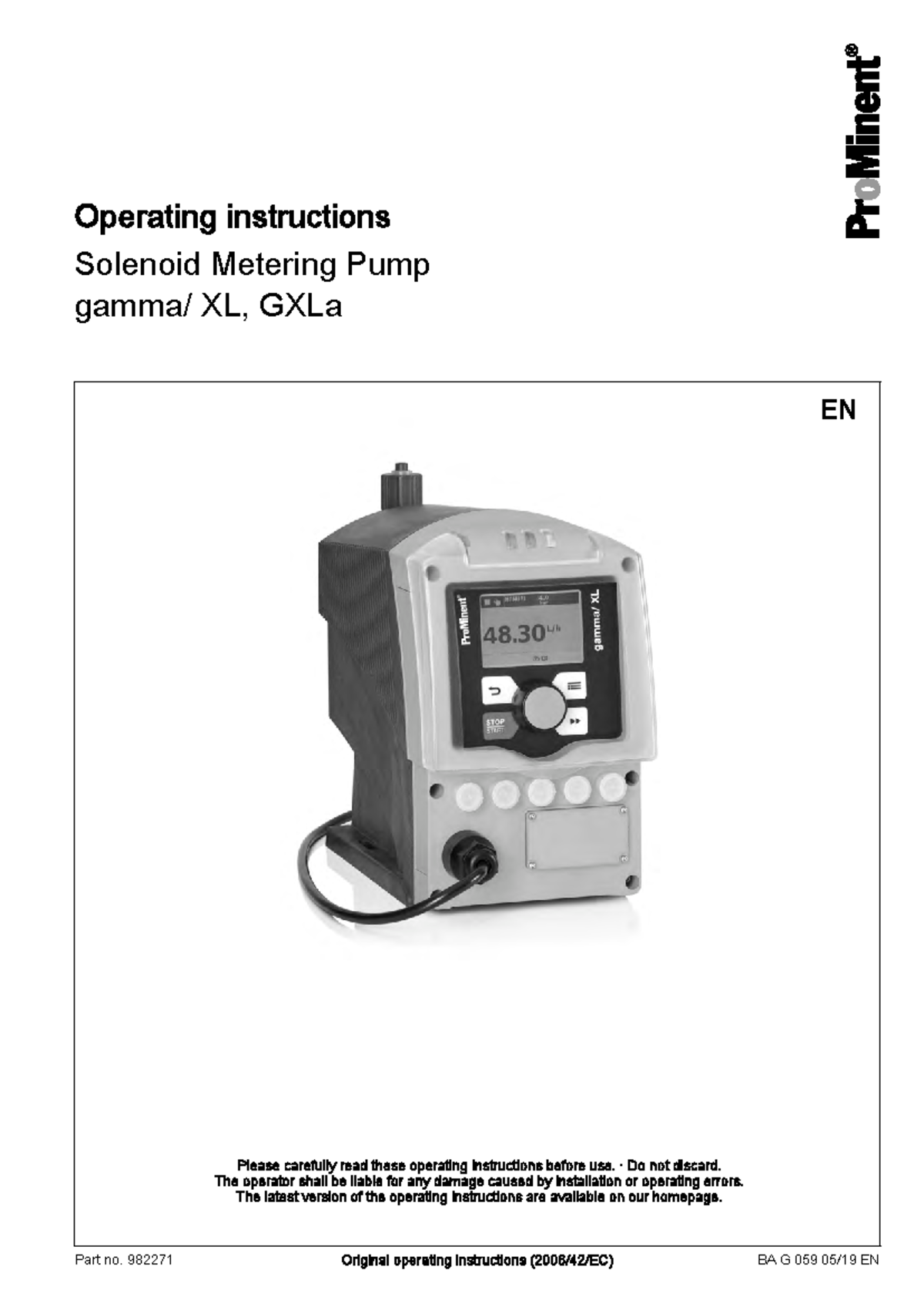 Operating Instructions for Bomba Gamma XL Solenoid Pump - Studocu
