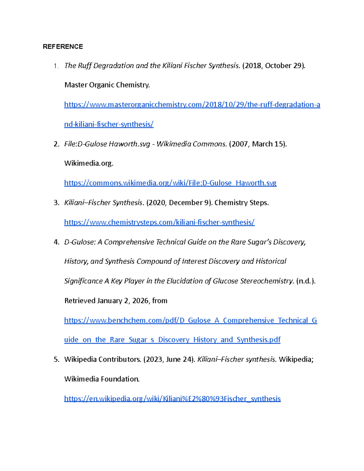 CHM557 Assignment Reference: The Ruff Degradation & Kiliani Fischer ...