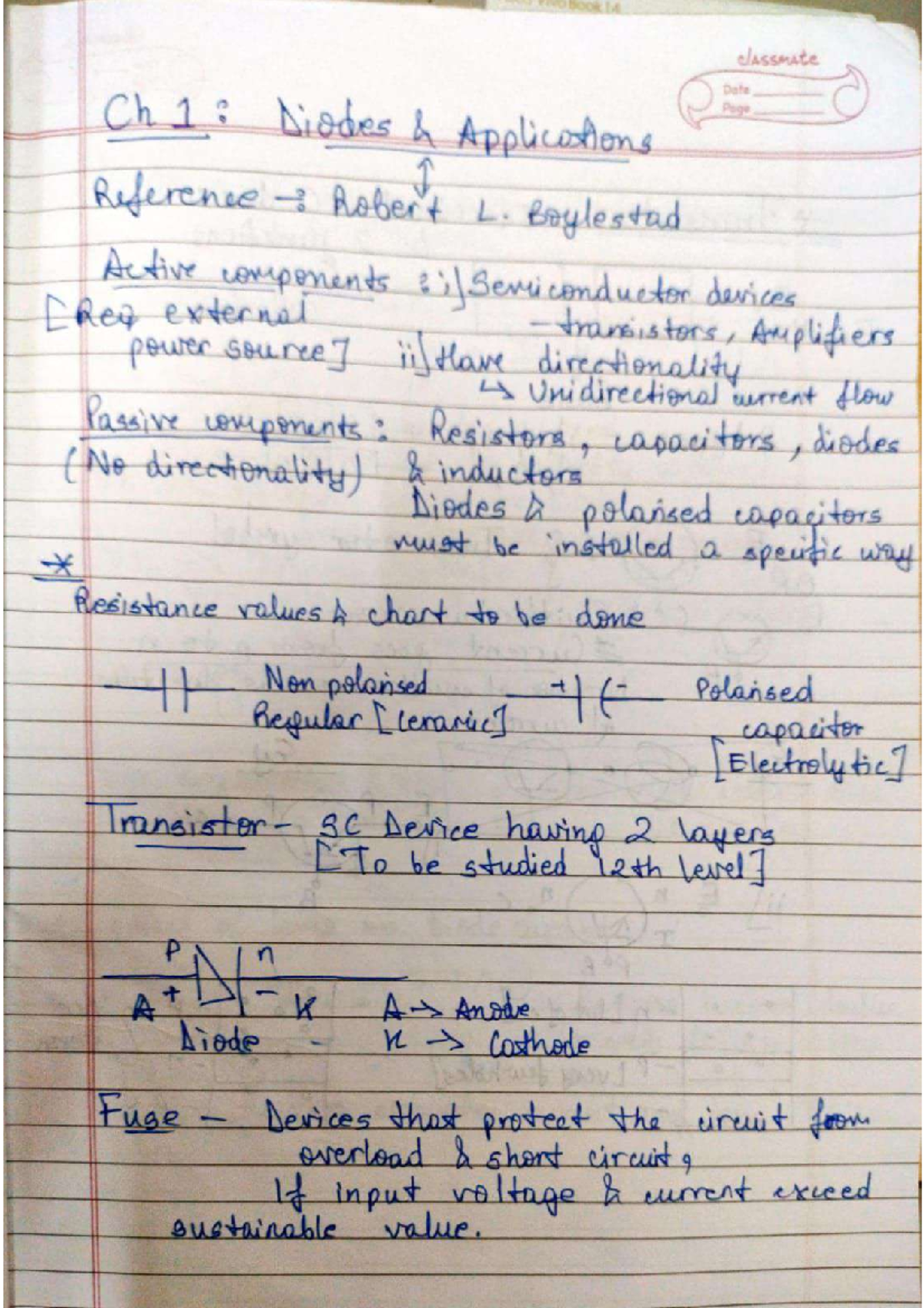 Diode Applications and Characteristics - Classmate Notes - Studocu