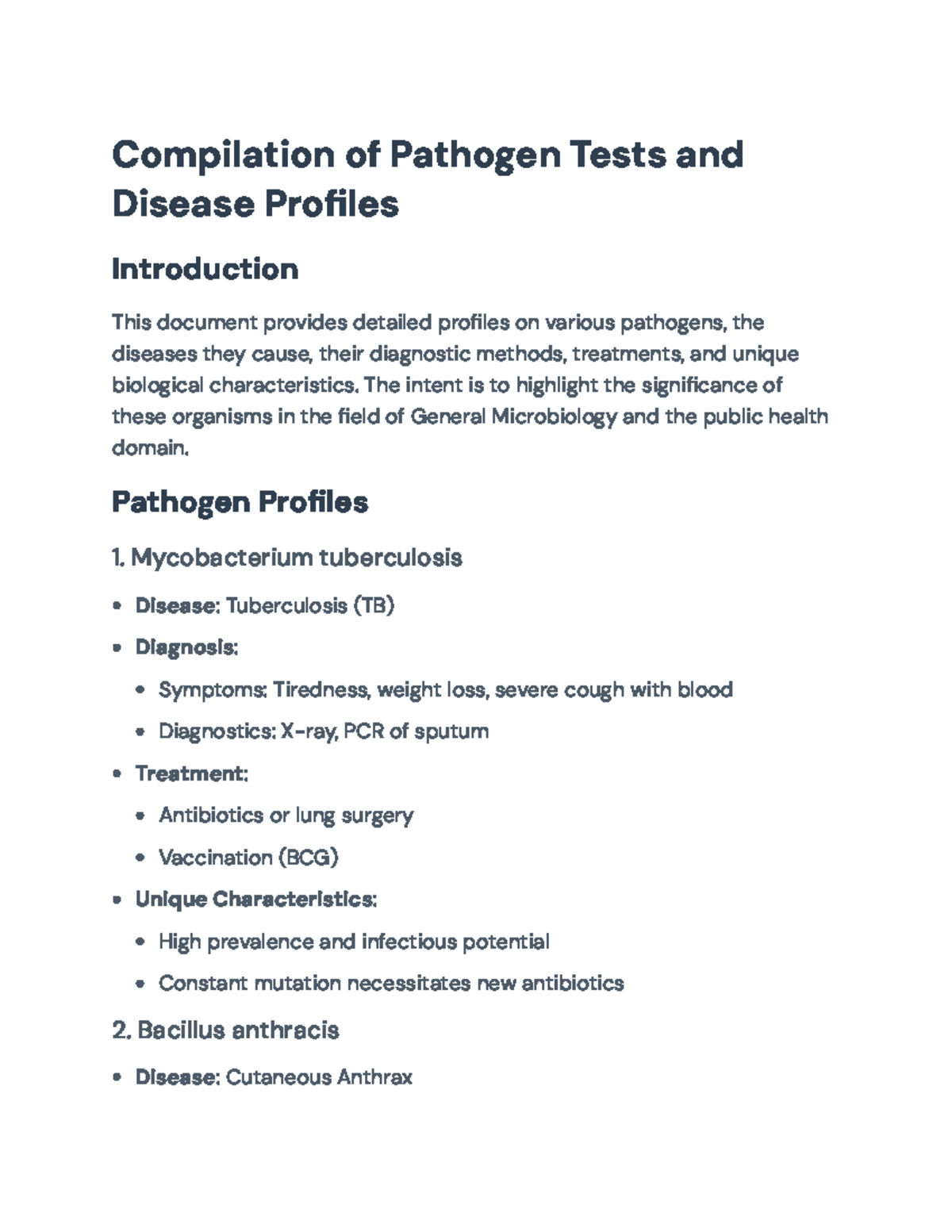 General Microbiology: Pathogen Testing & Disease Profiles Summary - Studocu