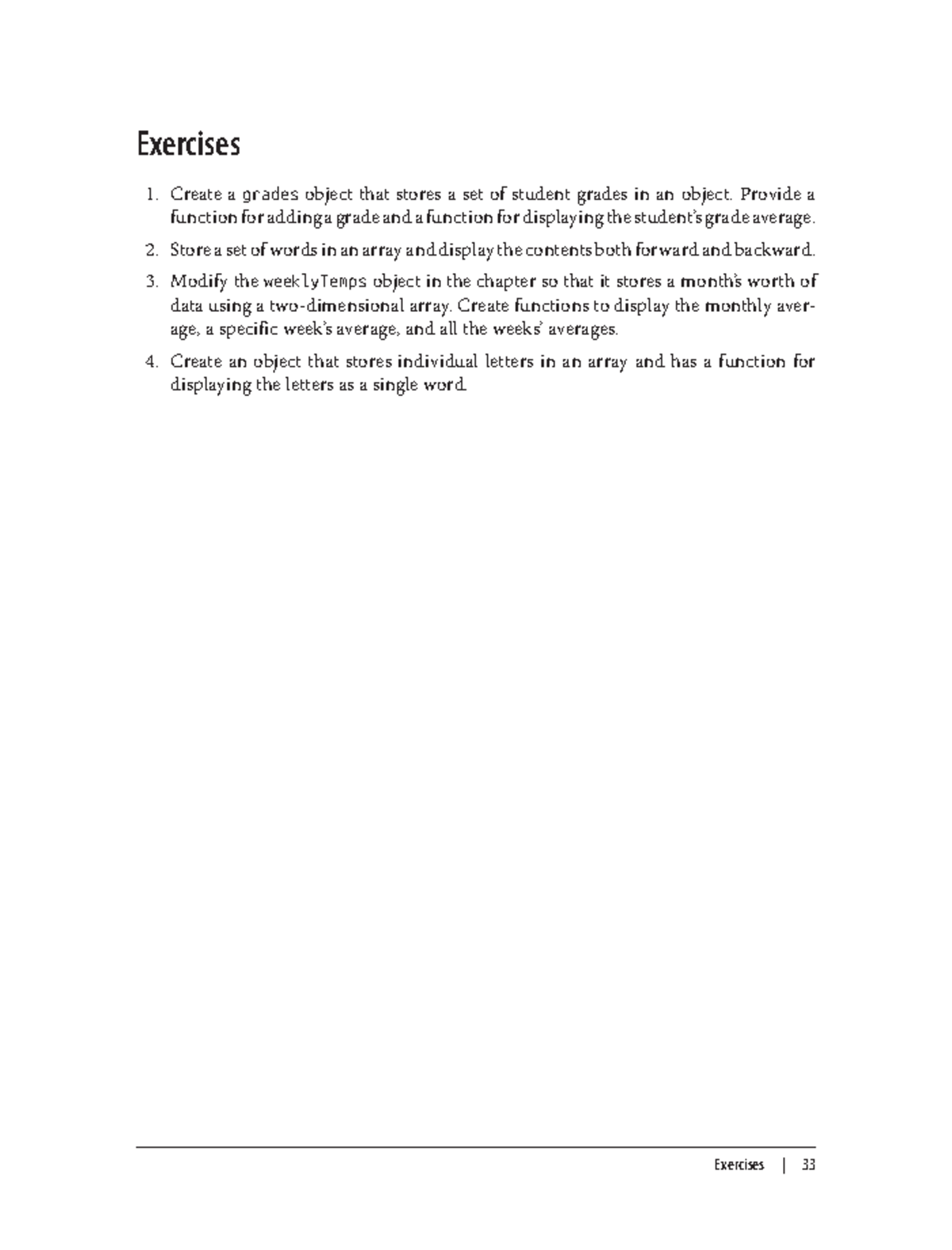 Data Structures and Algorithms with Java Script - Exercises 1. Create a ...