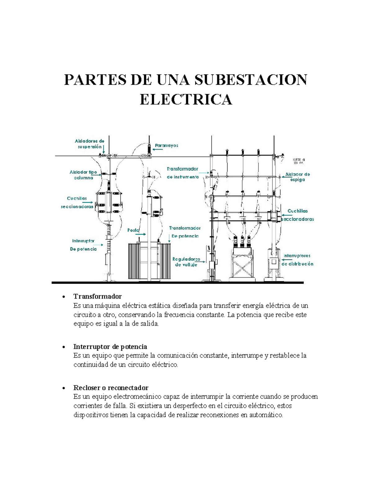 Partes DE UNA Subestacion Electrica - PARTES DE UNA SUBESTACION ...