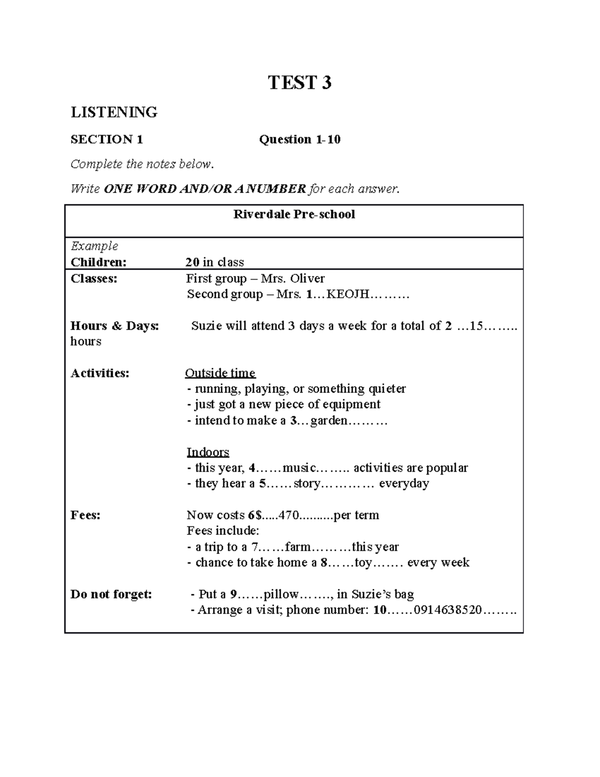 IELTS Listening Test 3 Answers & Insights - Studocu
