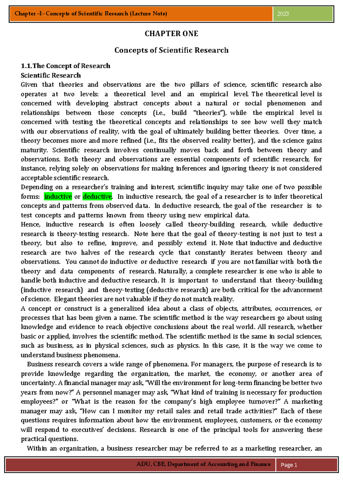 Chapter 1: Key Concepts in Scientific Research - Overview and Insights ...