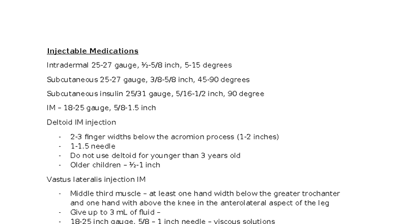 Injectable Medications Techniques and Guidelines - Injectable ...