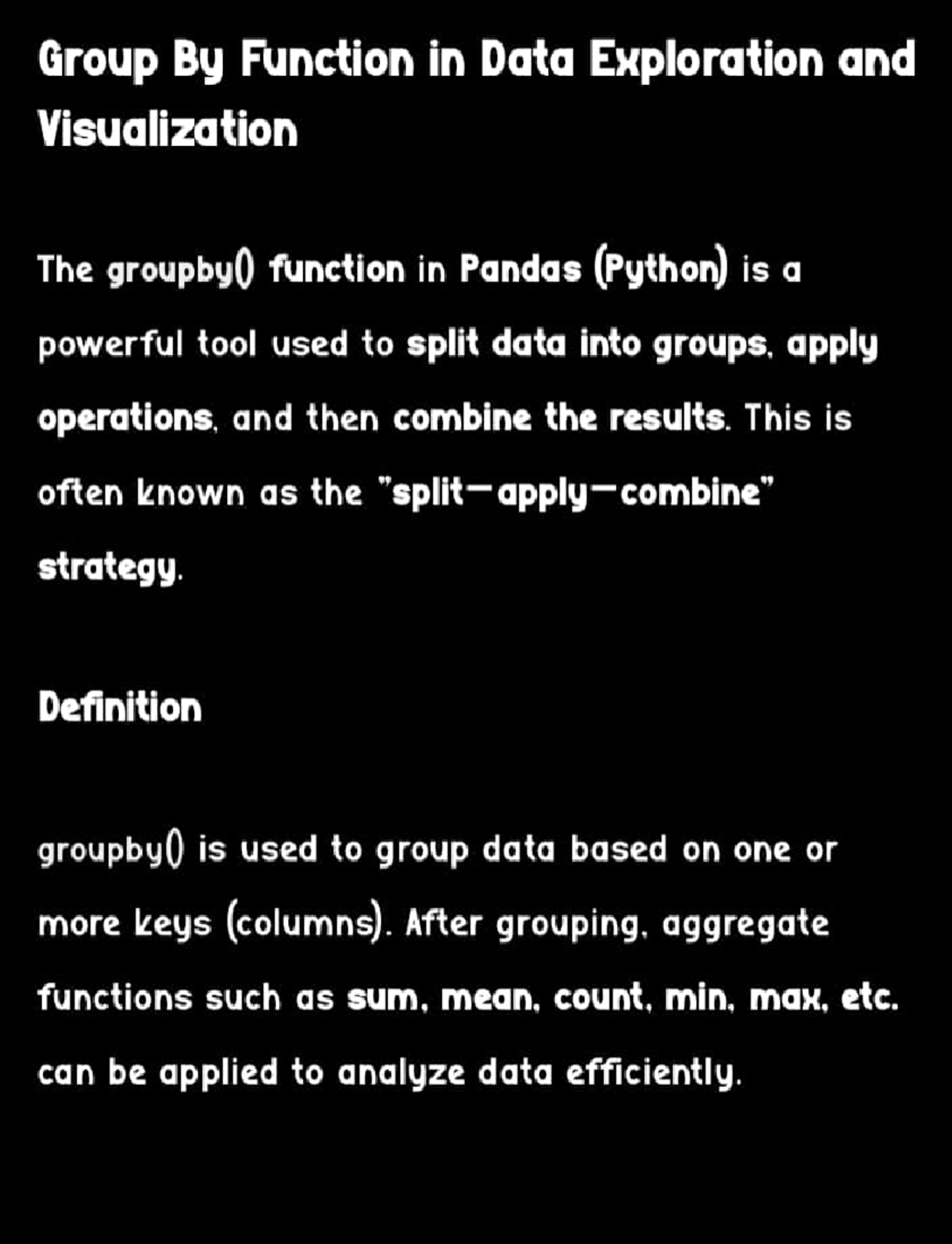 Group By Function in Data Exploration and Visualization - Studocu