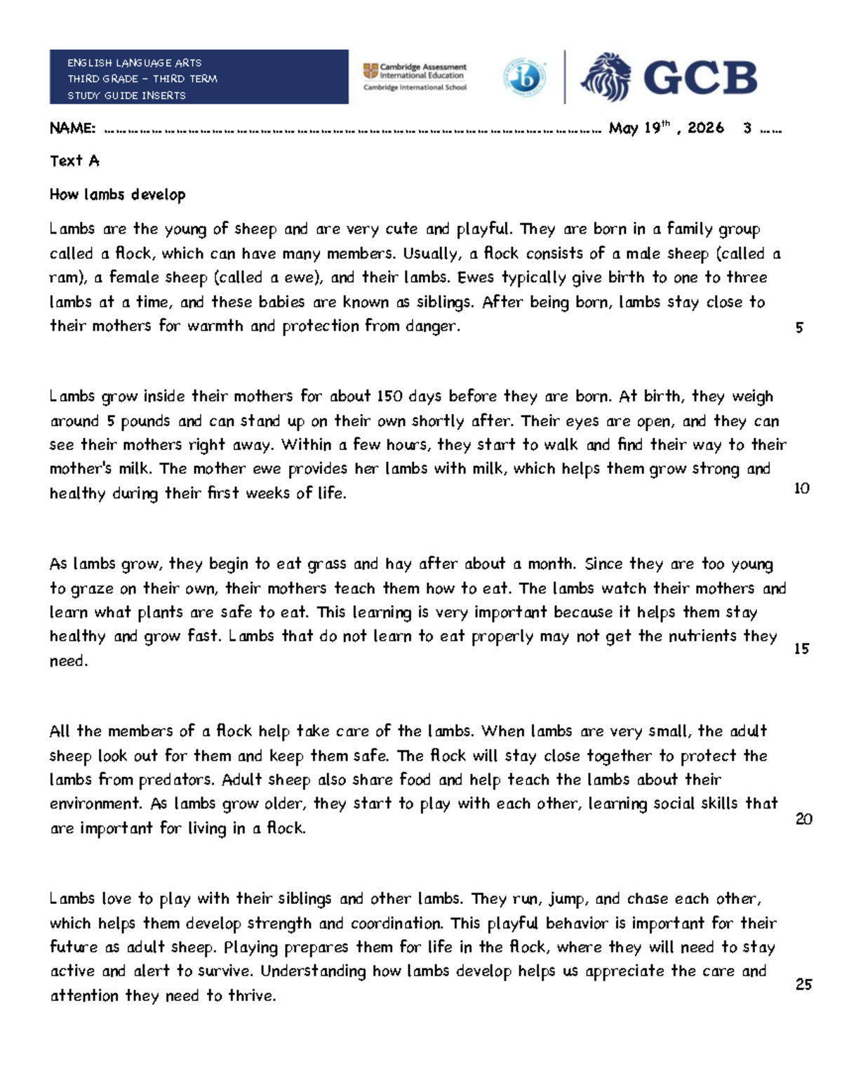 ENGLISH LANGUAGE ARTS GRADE 3 TERM III STUDY GUIDE - Studocu