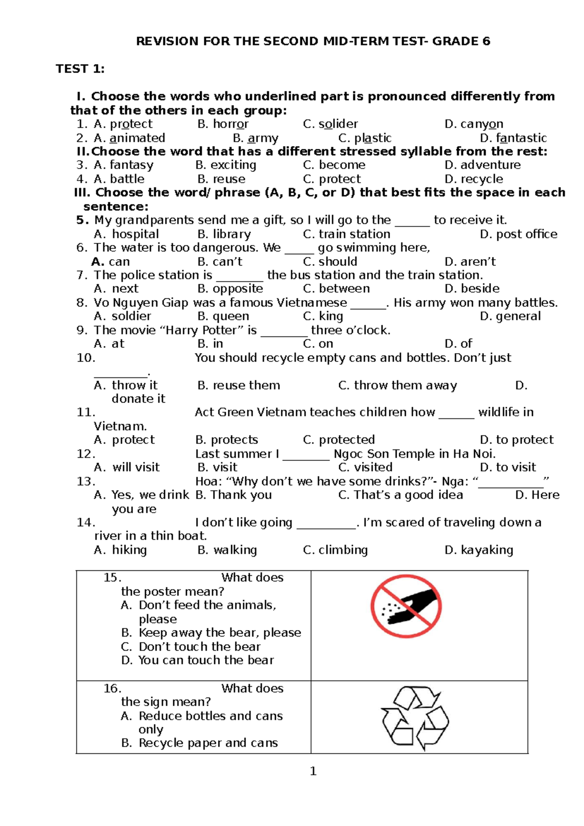 Revision for the Second Grade 6 Midterm Exam (SW6) - Studocu