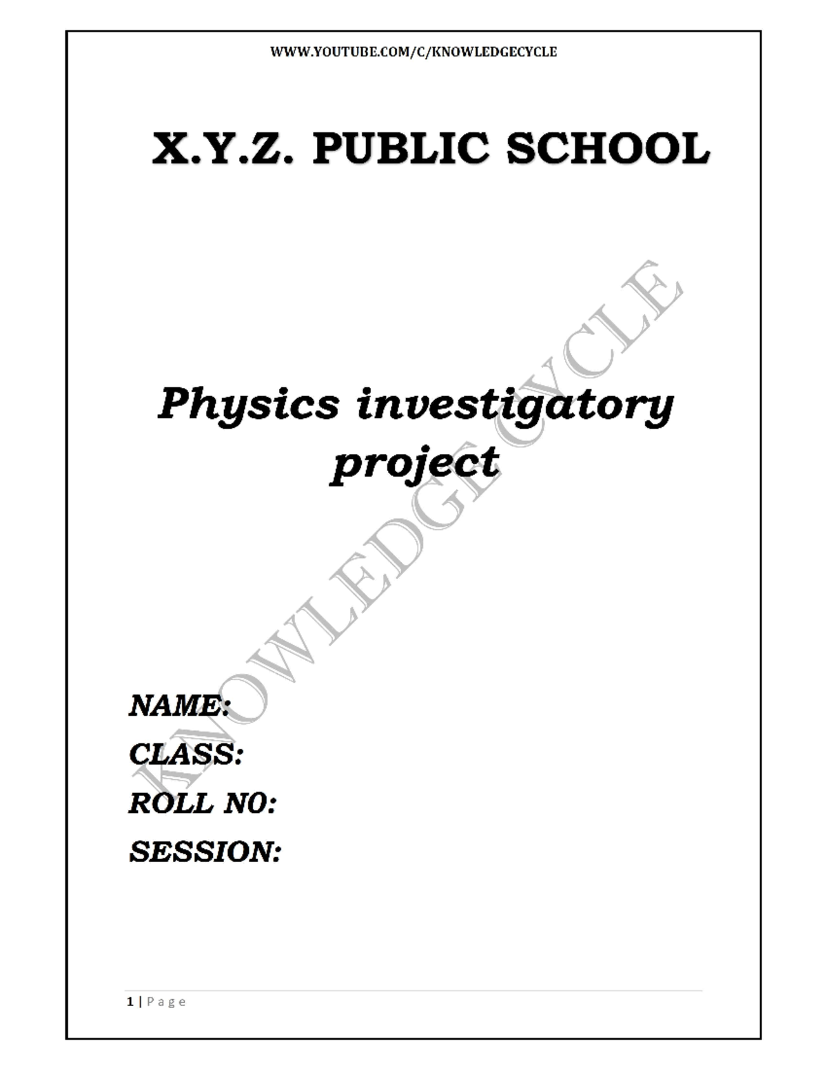 Electric Generator (P) - X.Y. PUBLIC SCHOOL Physics investigatory ...