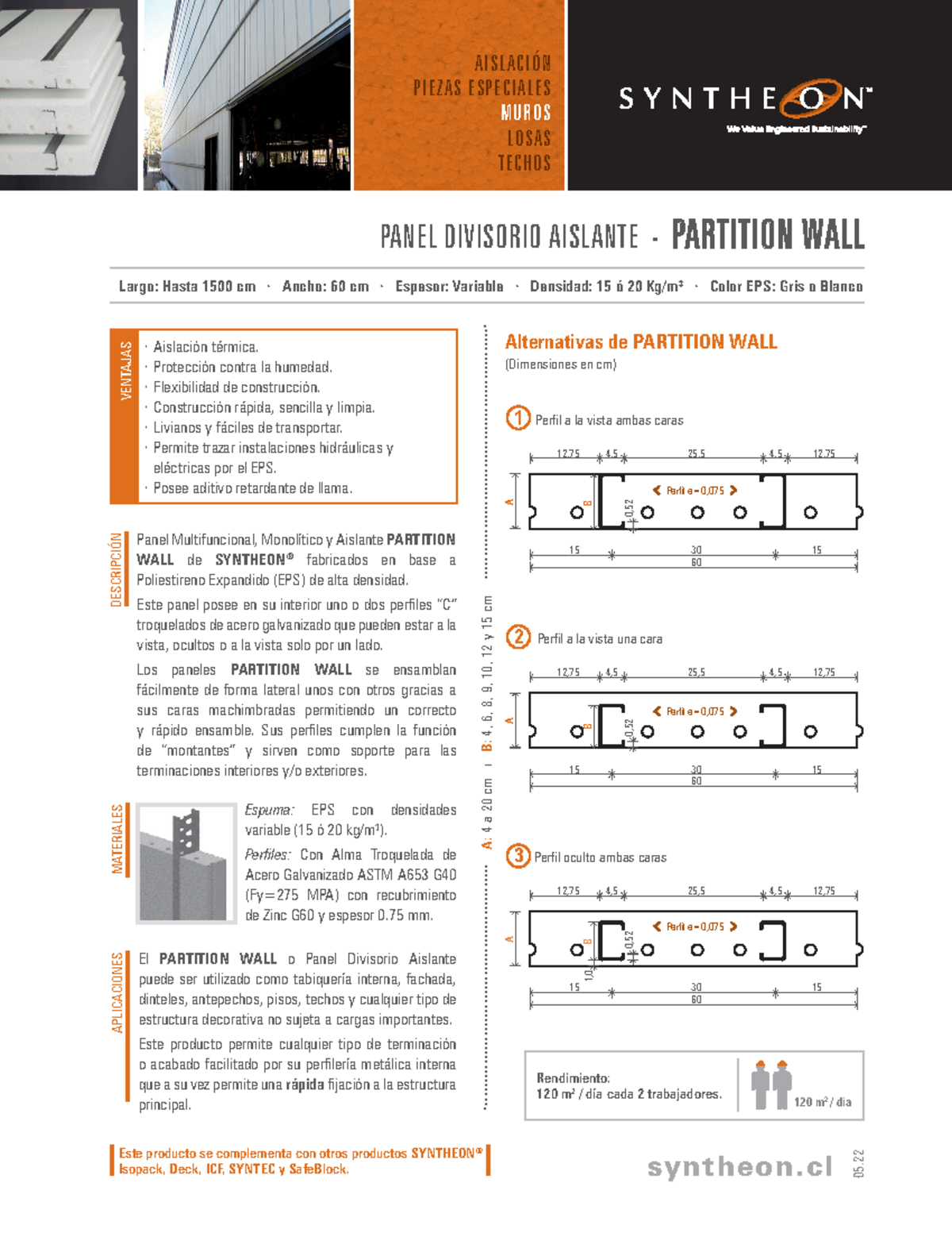 Ficha Técnica del Panel Aislante PARTITION WALL de SYNTHEON - Studocu