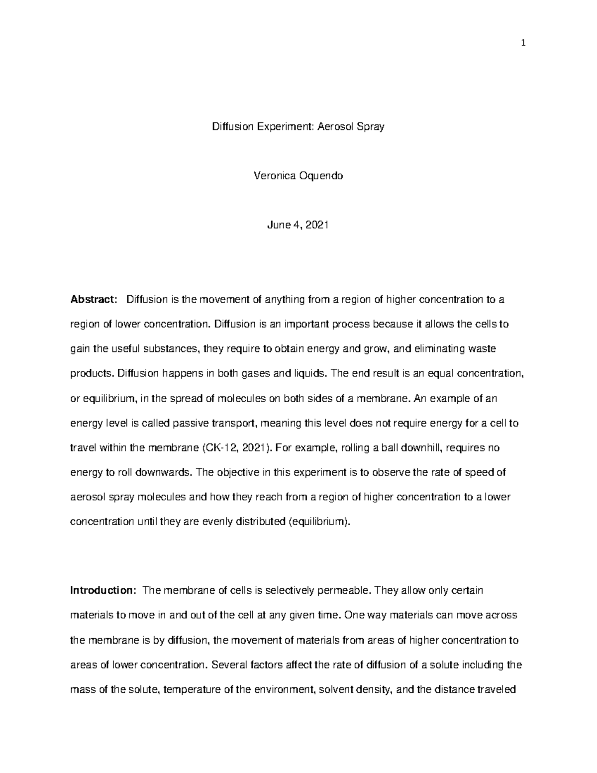 CK-12 Diffusion Experiment Lab Report: Observing Aerosol Spread ...