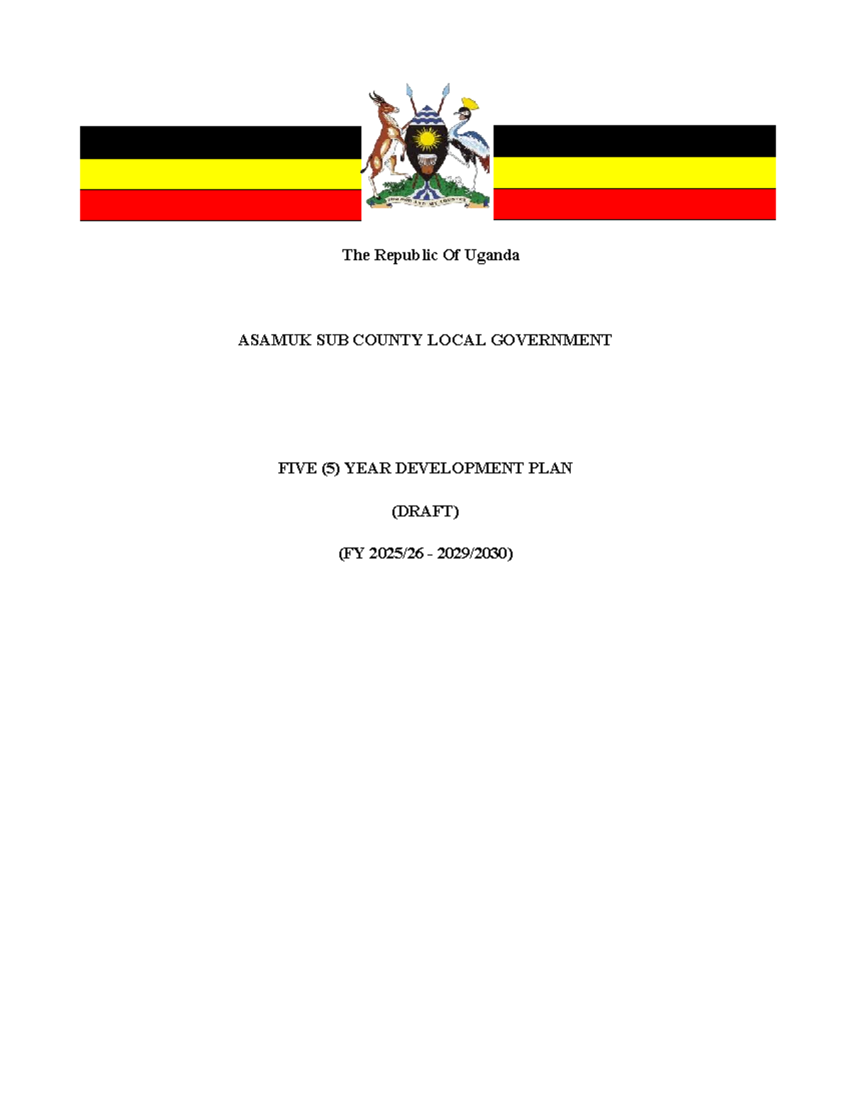 Asamuk Sub County Local Government 5-Year Development Plan (Draft ...