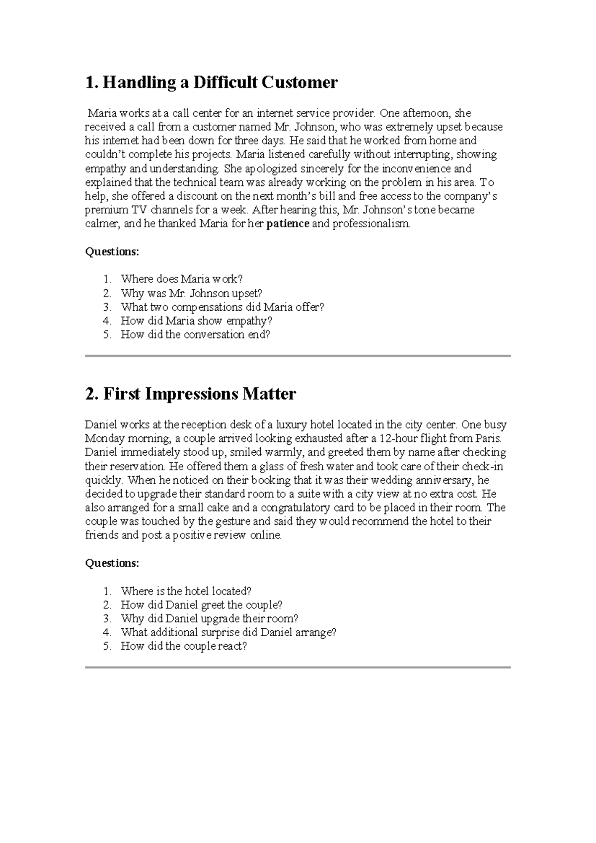 Customer Service Scenarios: Handling Difficult Situations (CS101) - Studocu