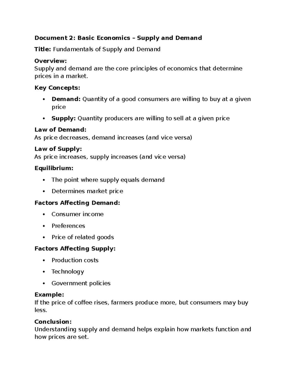 ECO 101: Fundamentals of Supply and Demand Overview - Studocu