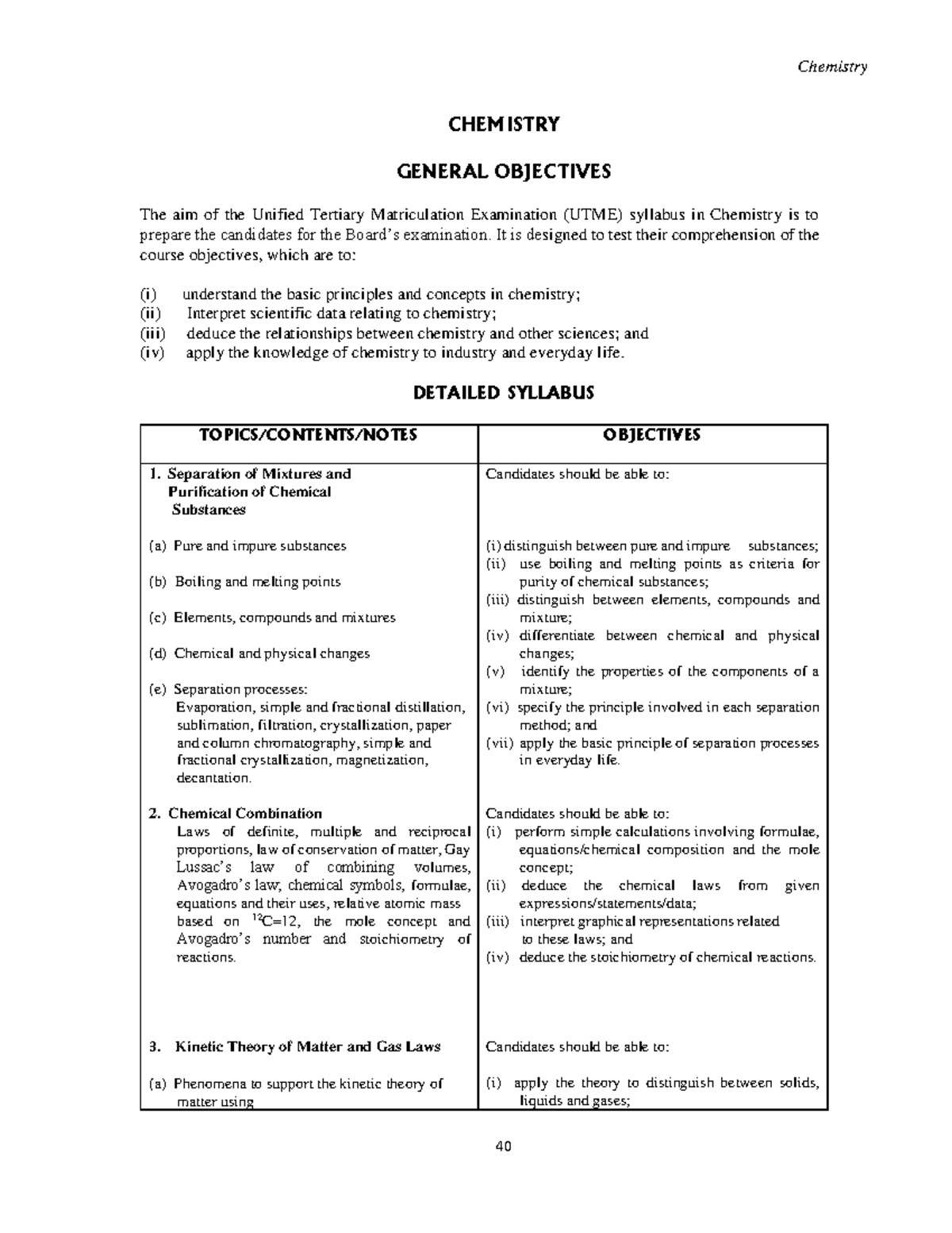 Chemistry CHEM 101: Comprehensive Syllabus and Objectives - Studocu