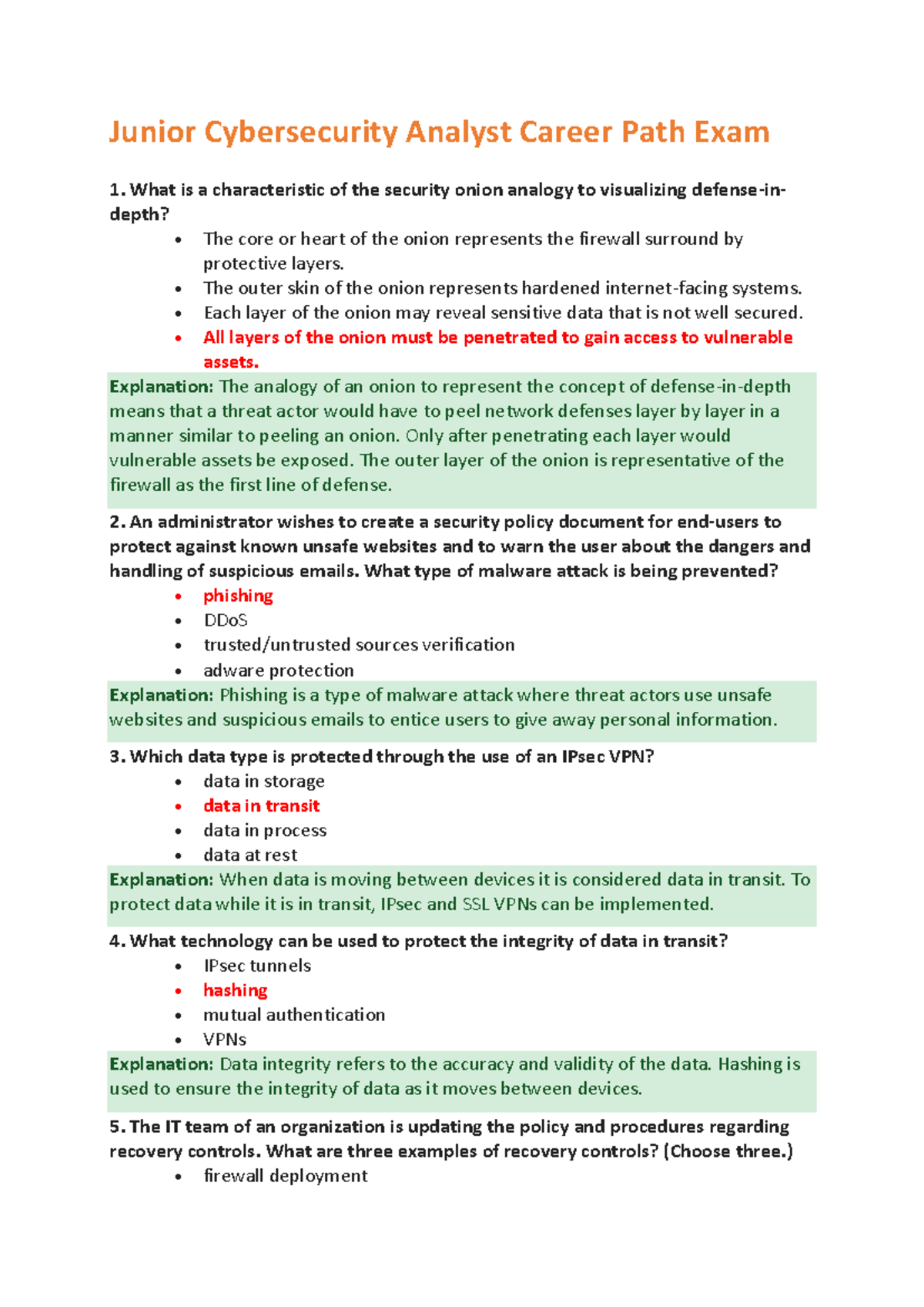 Cisco Junior Cybersecurity Analyst Career Path Exam Study Guide - Studocu