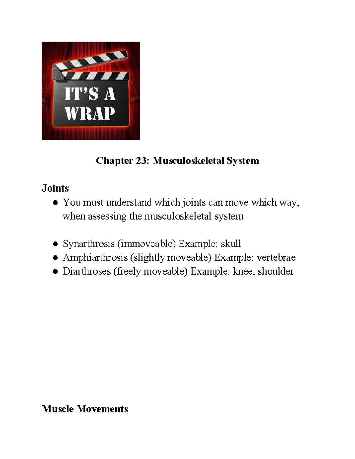 Chapter 23: Musculoskeletal System Overview and Key Concepts - Studocu