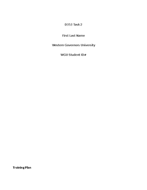 D353 Studocu Task 1 - PASSED - Course Code: D353 / Strategic Training ...