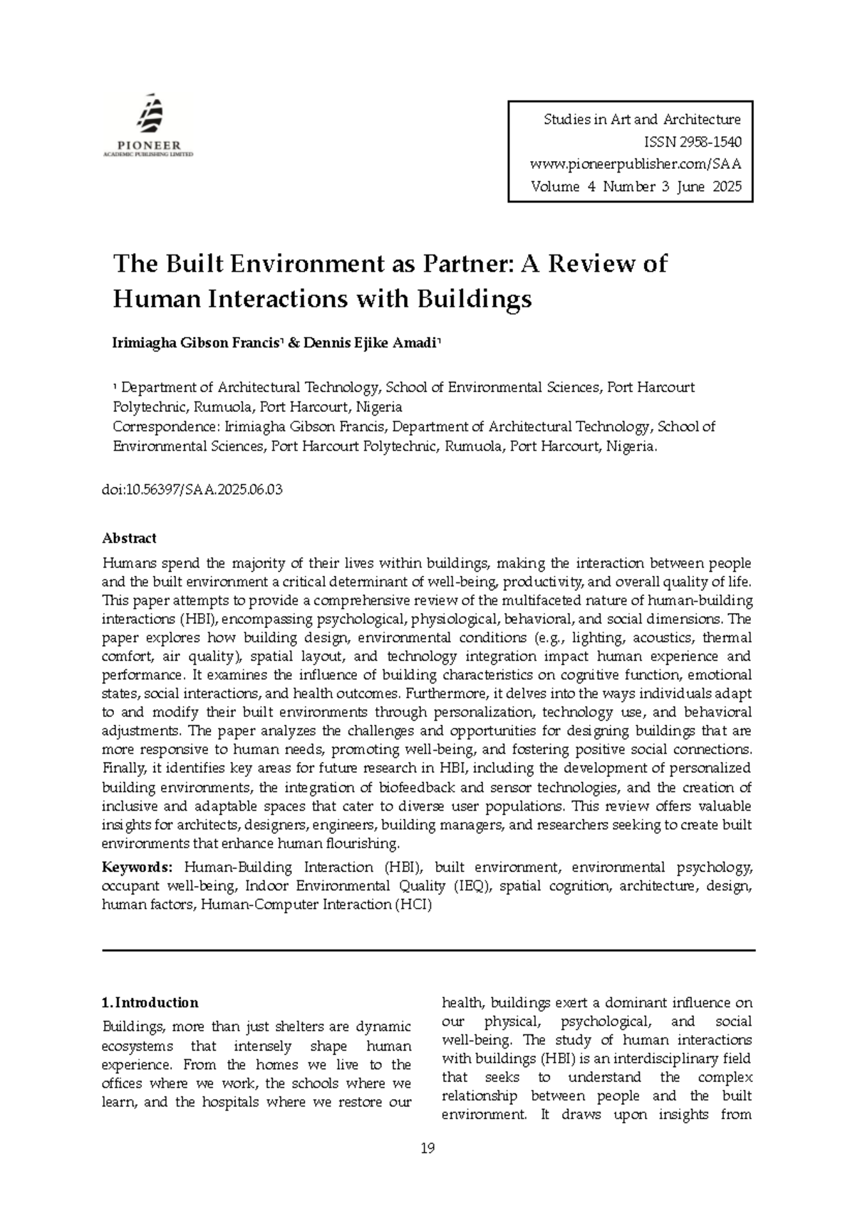 Human-Building Interaction: A Comprehensive Review (SAA 2025) - Studocu