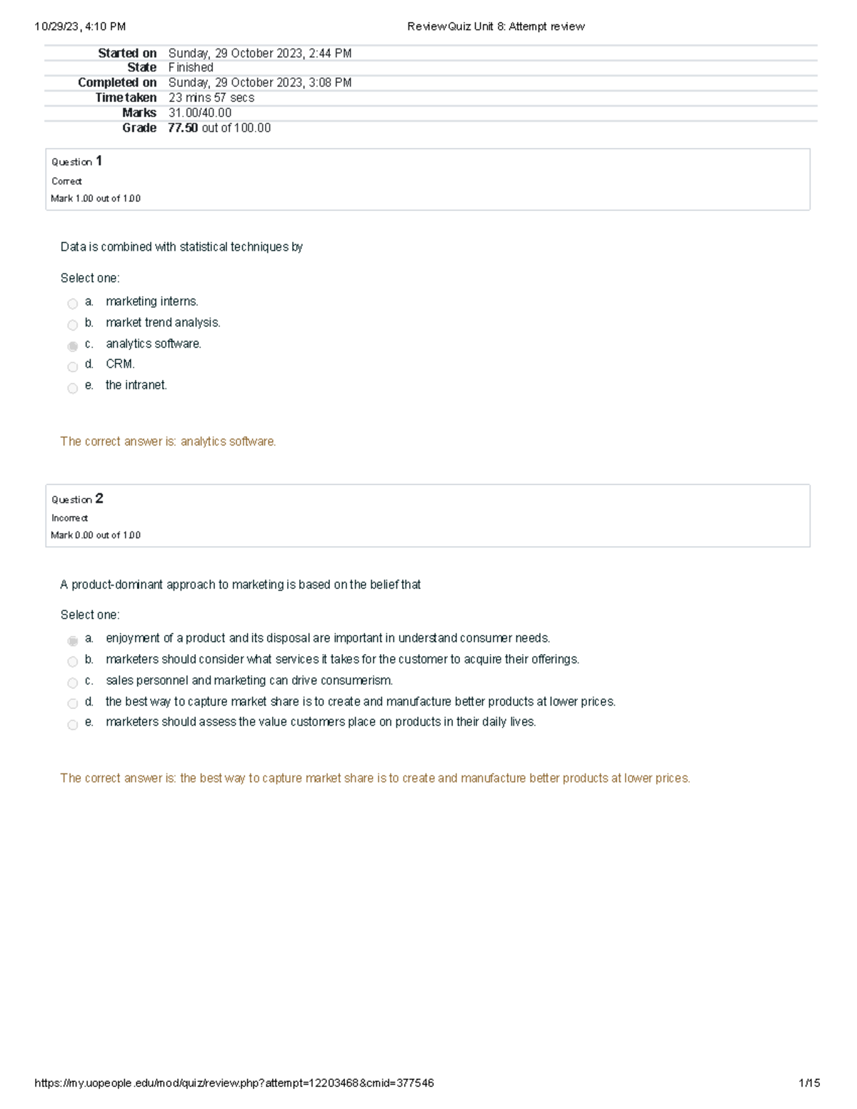 Unit 8 Review Quiz Answers and Key Concepts - Studocu