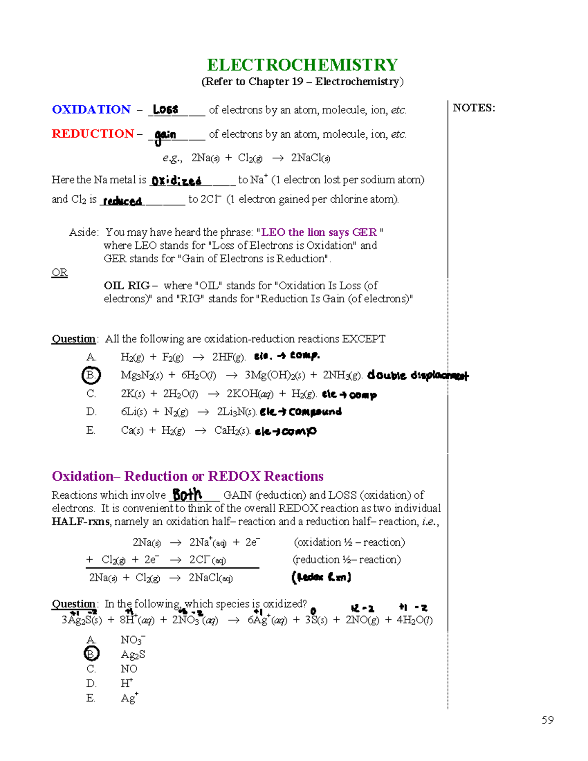 Electrochemical Cells & Redox Reactions Study Notes - CHEM 101 - Studocu