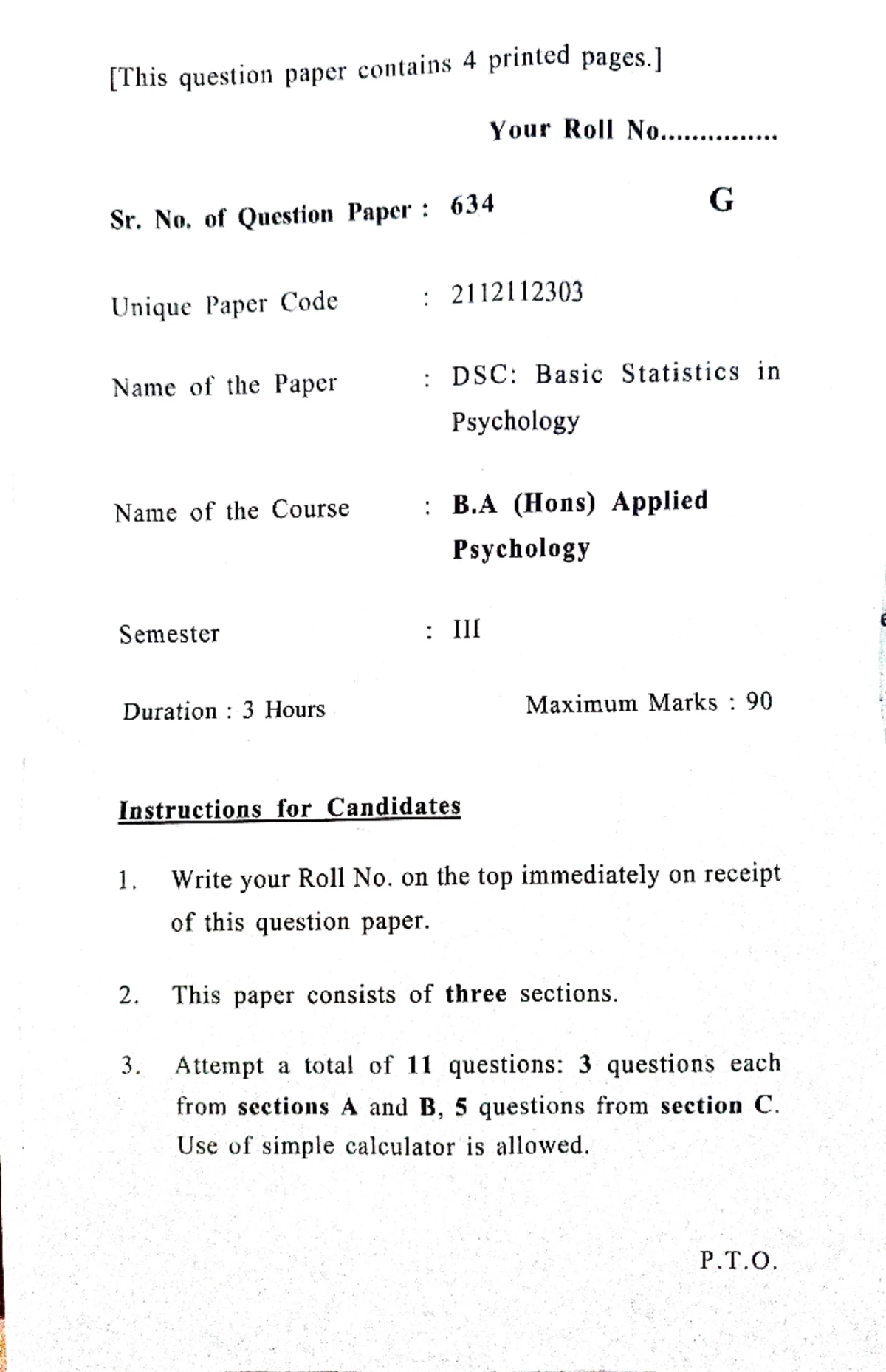 Inferential Statistics Exam Paper - PSY 5207 - Studocu