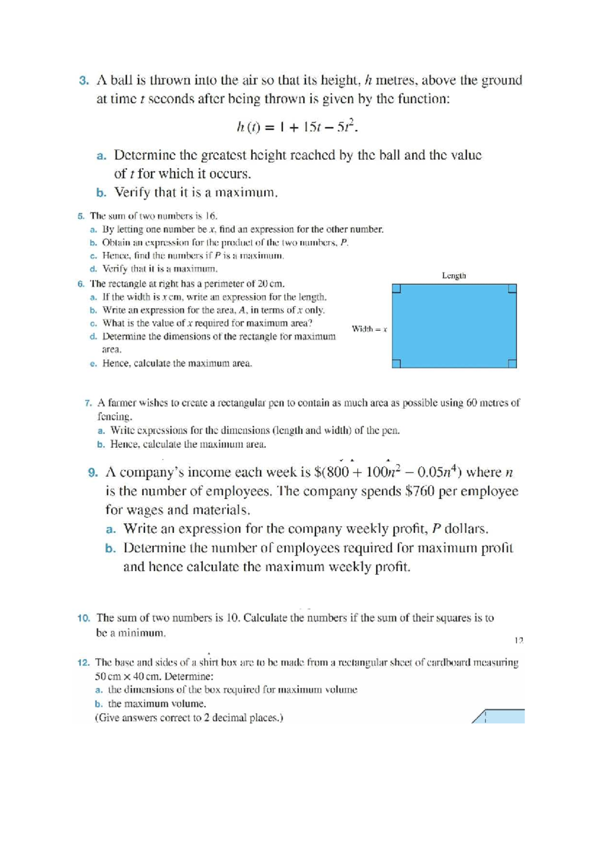 Optimisation Questions - MATH 3.1 - Studocu