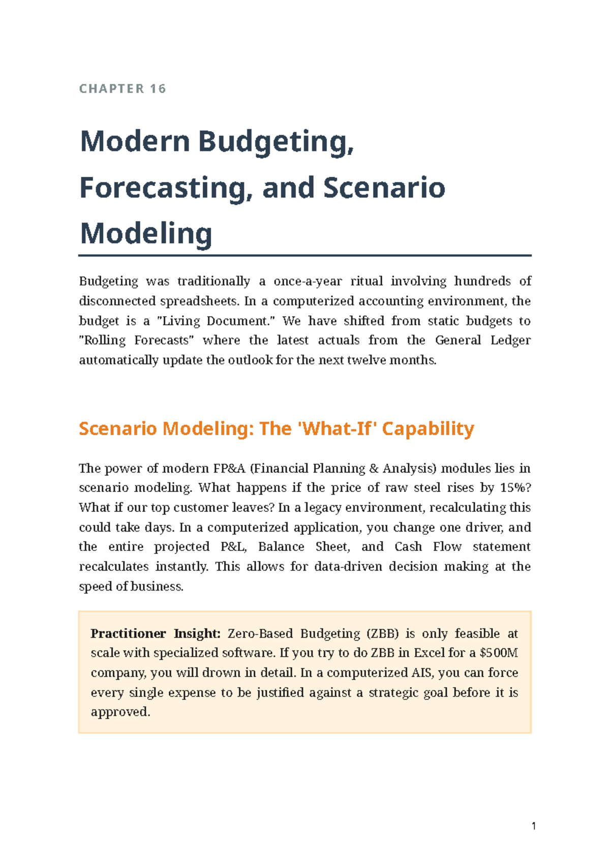 CHAPTER 16: Modern Budgeting & Scenario Modeling Techniques - Studocu