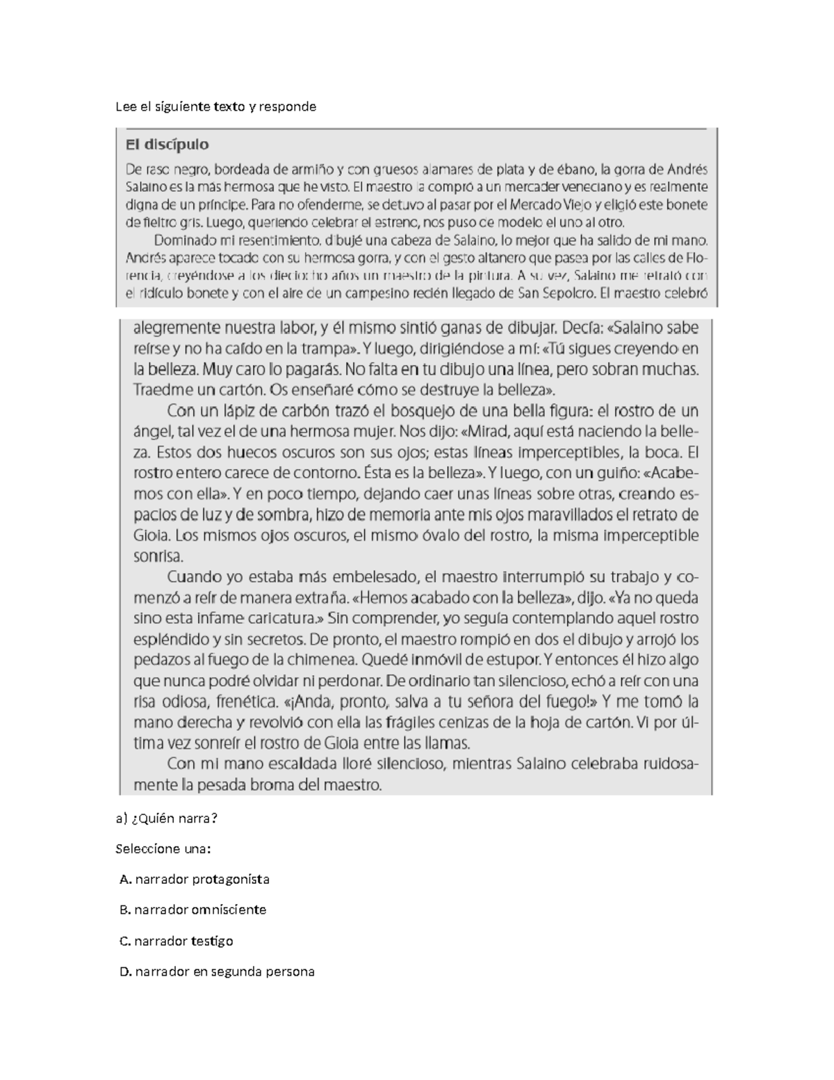 Actividad 2 - Análisis del narrador y personajes en la obra - Studocu