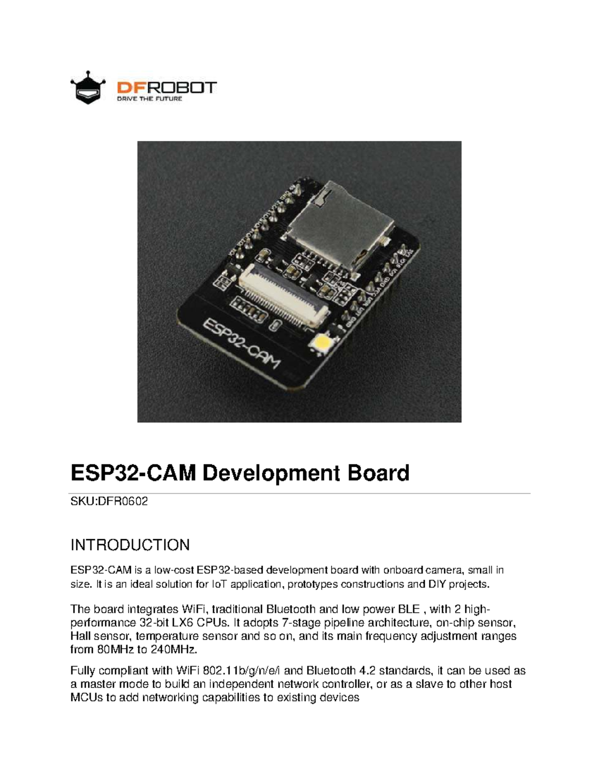 ESP32-CAM 2: Development Board Overview and Specifications - Studocu