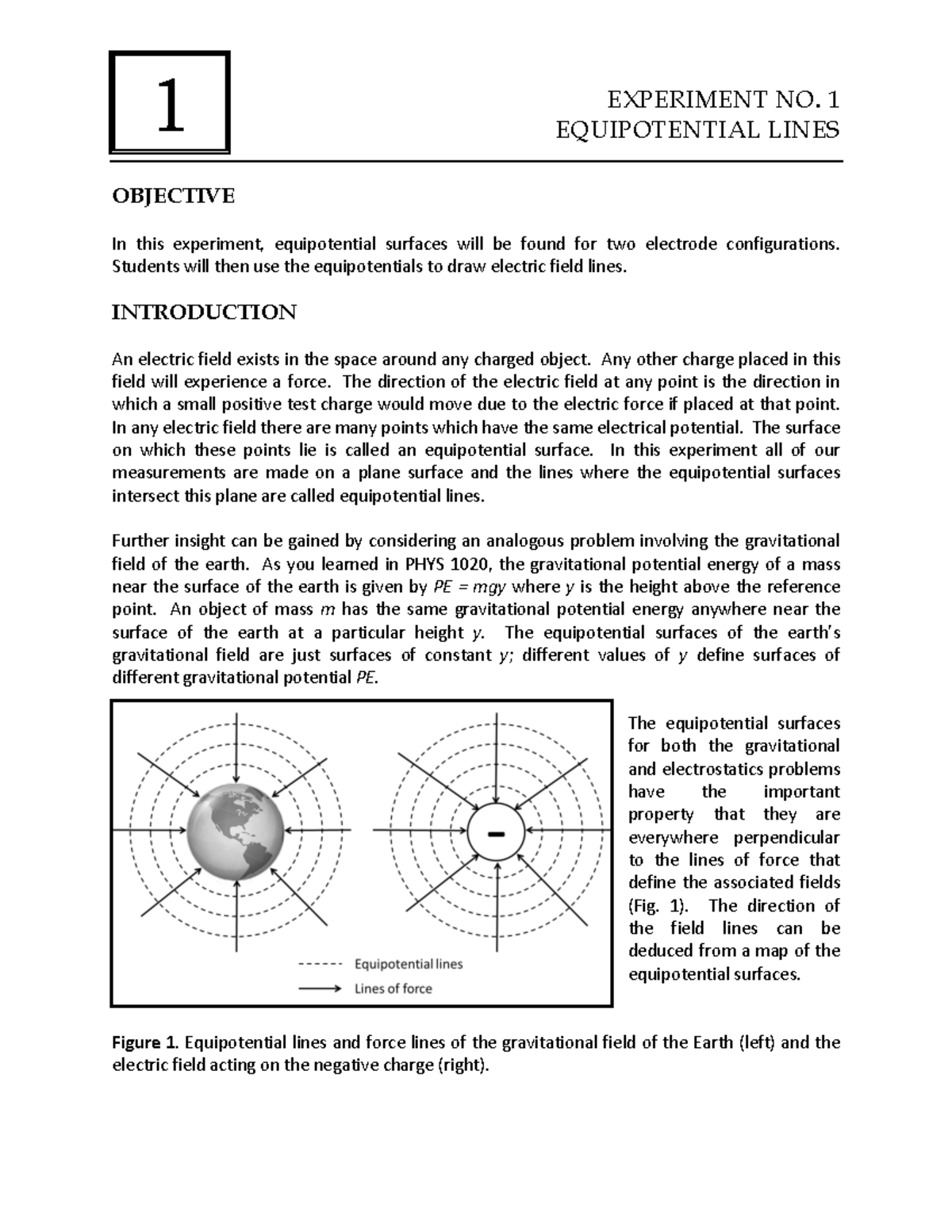 Exp 1 Equipotential Lines Instructions - EXPERIMENT NO. 1 EQUIPOTENTIAL ...