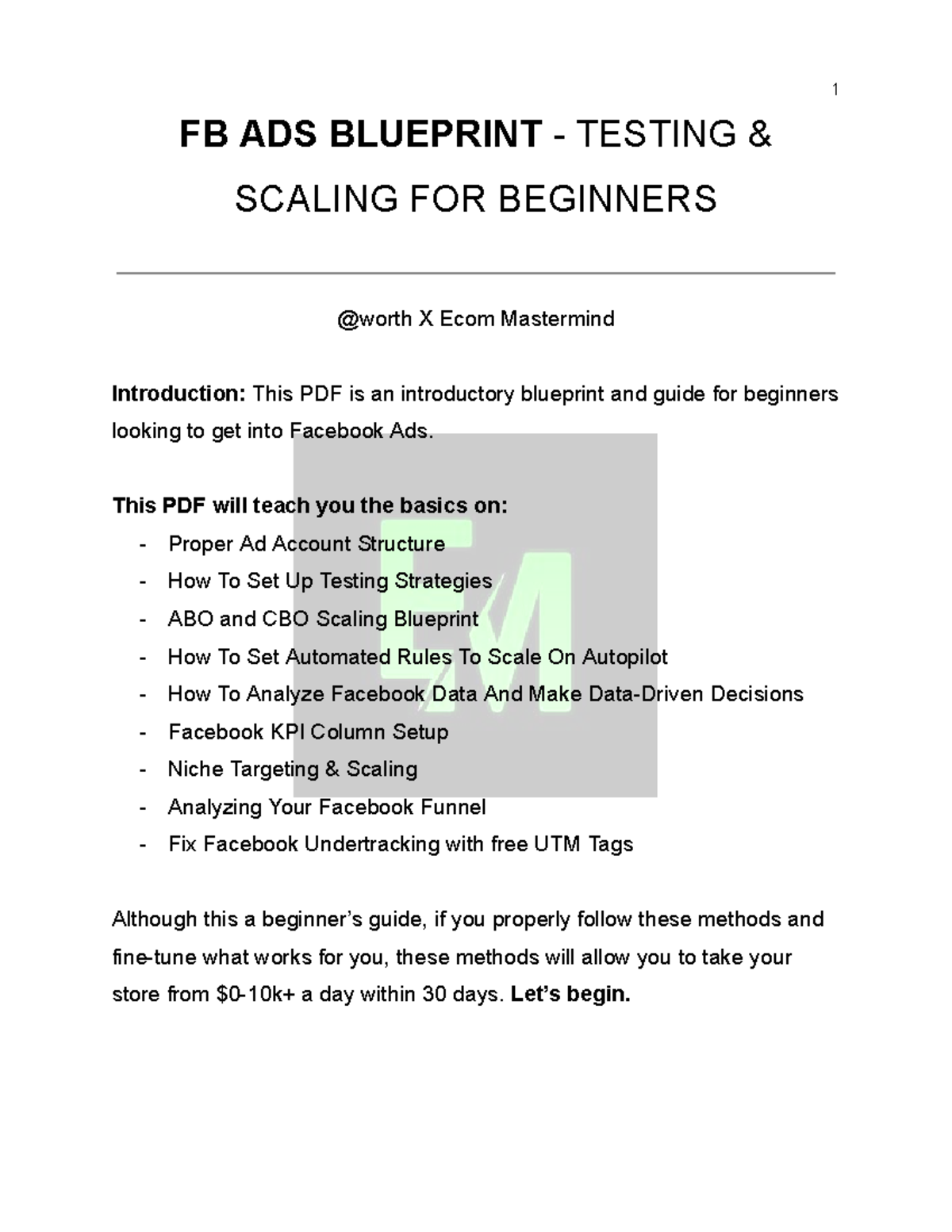 FB ADS 101: Testing & Scaling Strategies for Beginners - Studocu