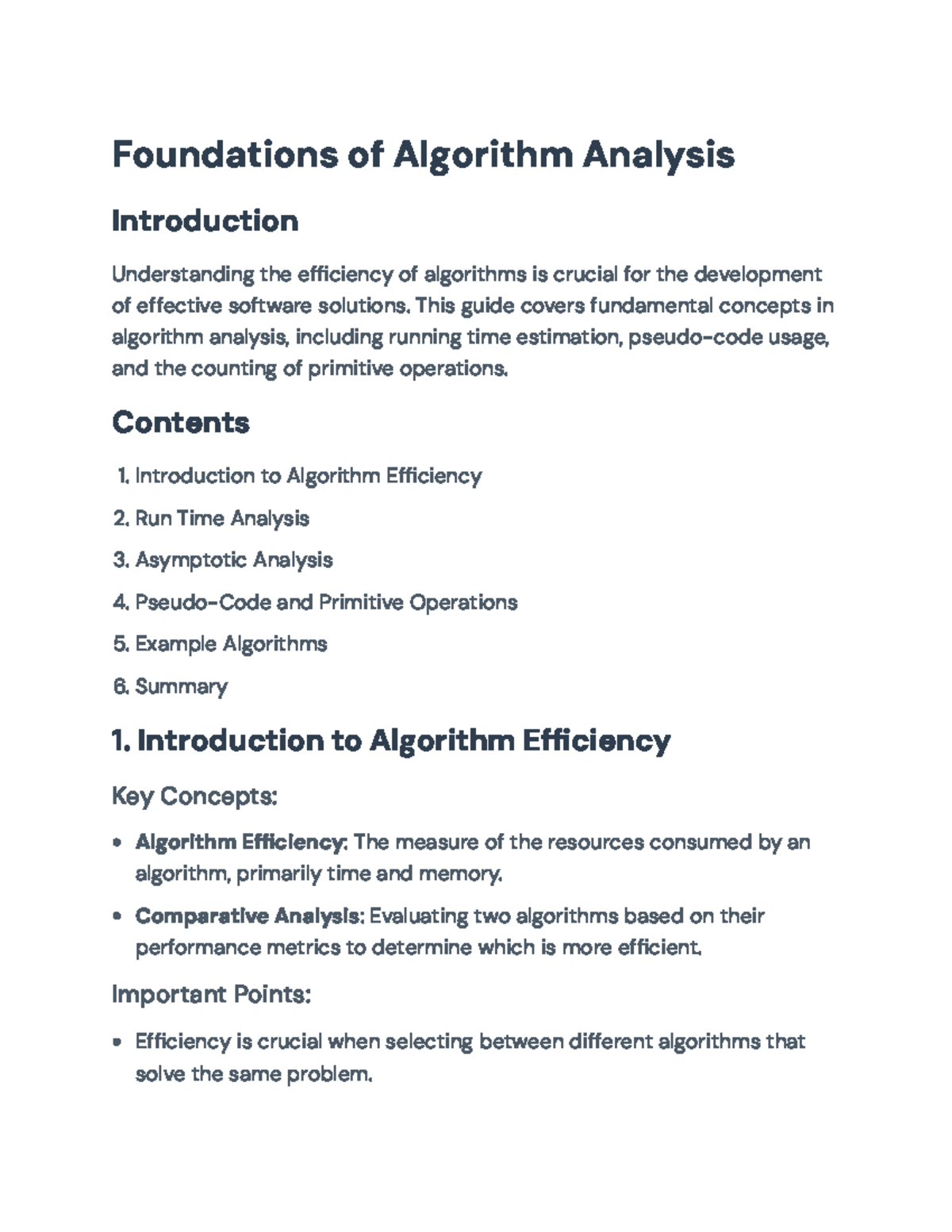 Foundations of Algorithm Analysis: Efficiency and Asymptotic Techniques ...