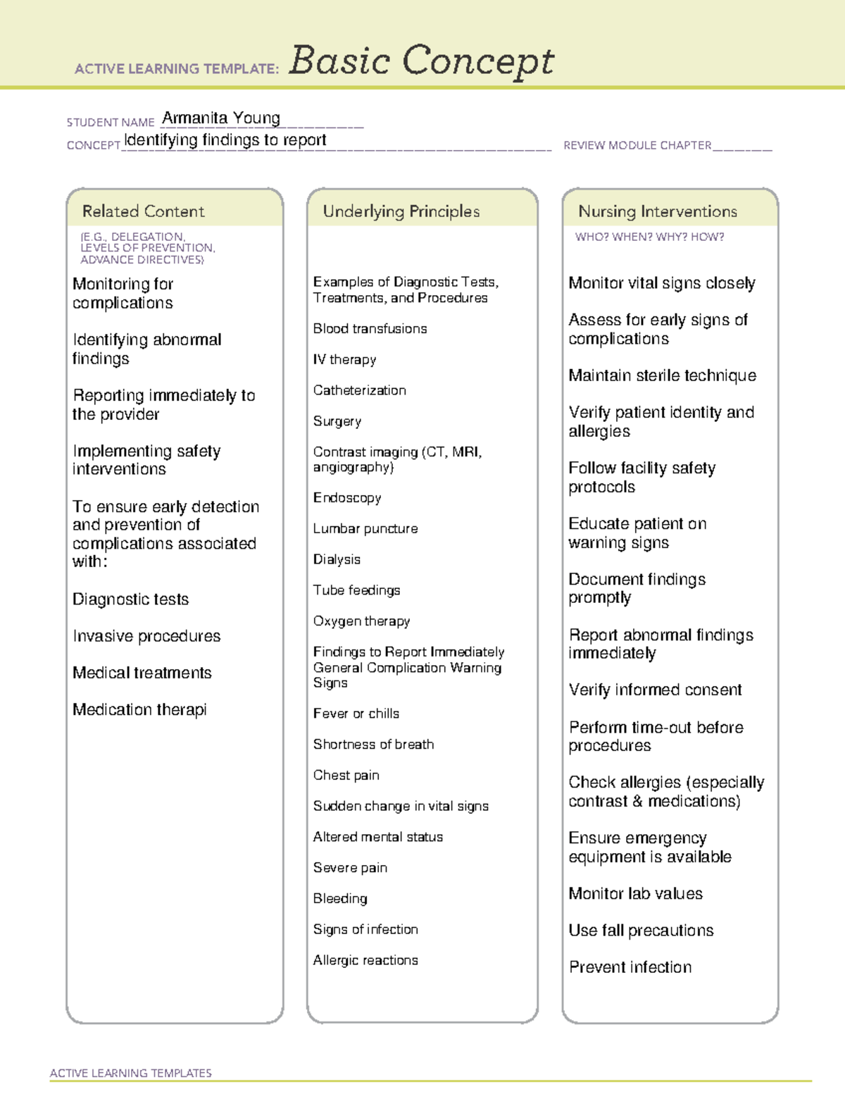 ACTIVE LEARNING TEMPLATE: Identifying Findings to Report - Studocu