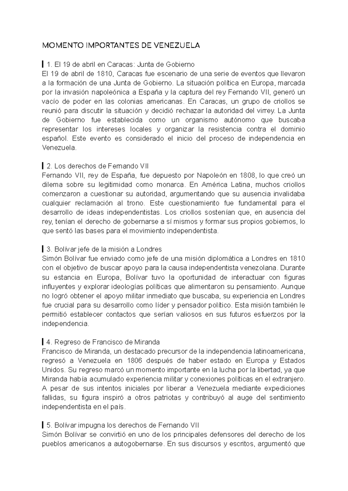 Momentos Importantes DE Venezuela - MOMENTO IMPORTANTES DE VENEZUELA 1 ...